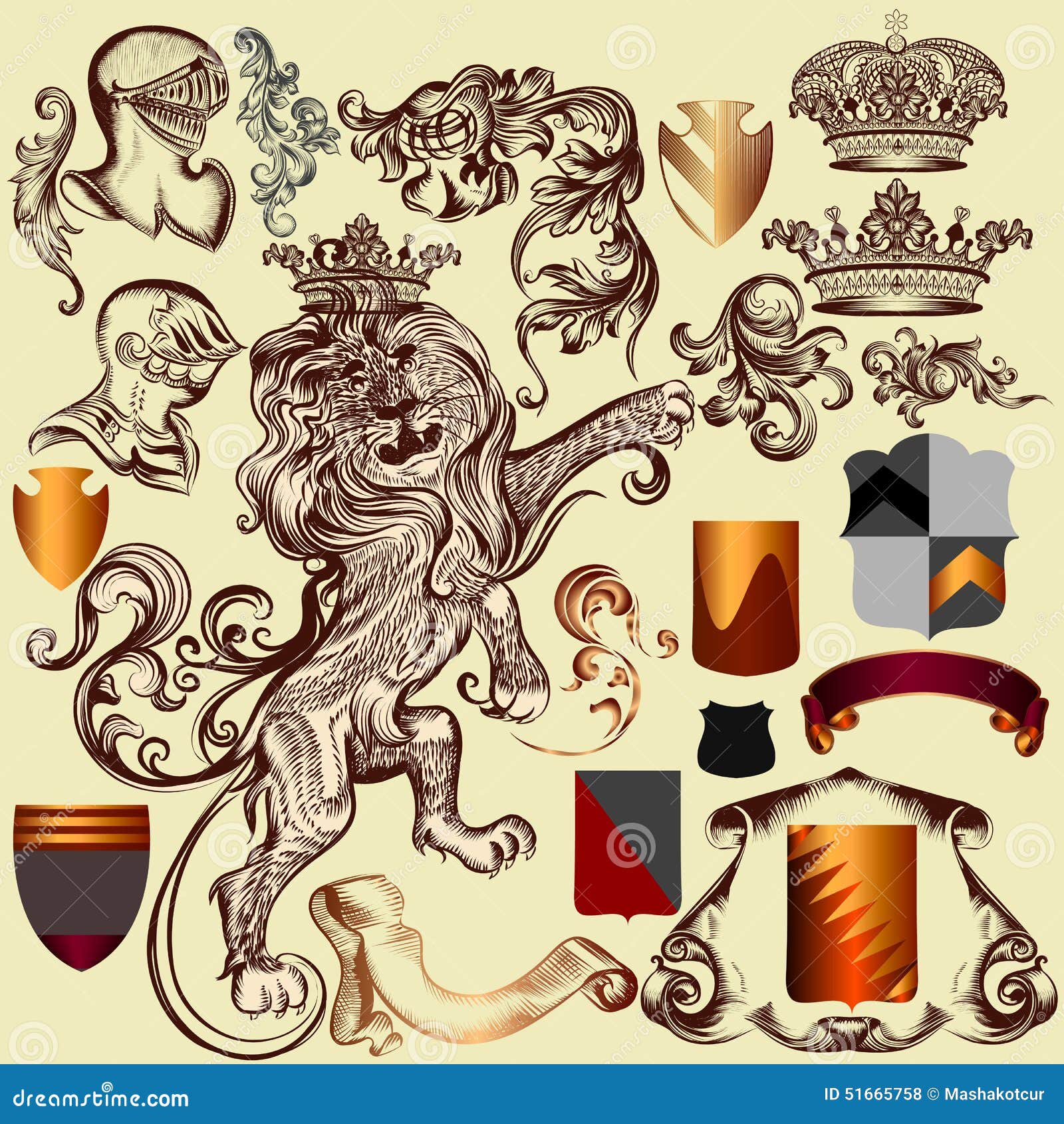 Collection of Vector Heraldic Elements for Design Stock Vector ...