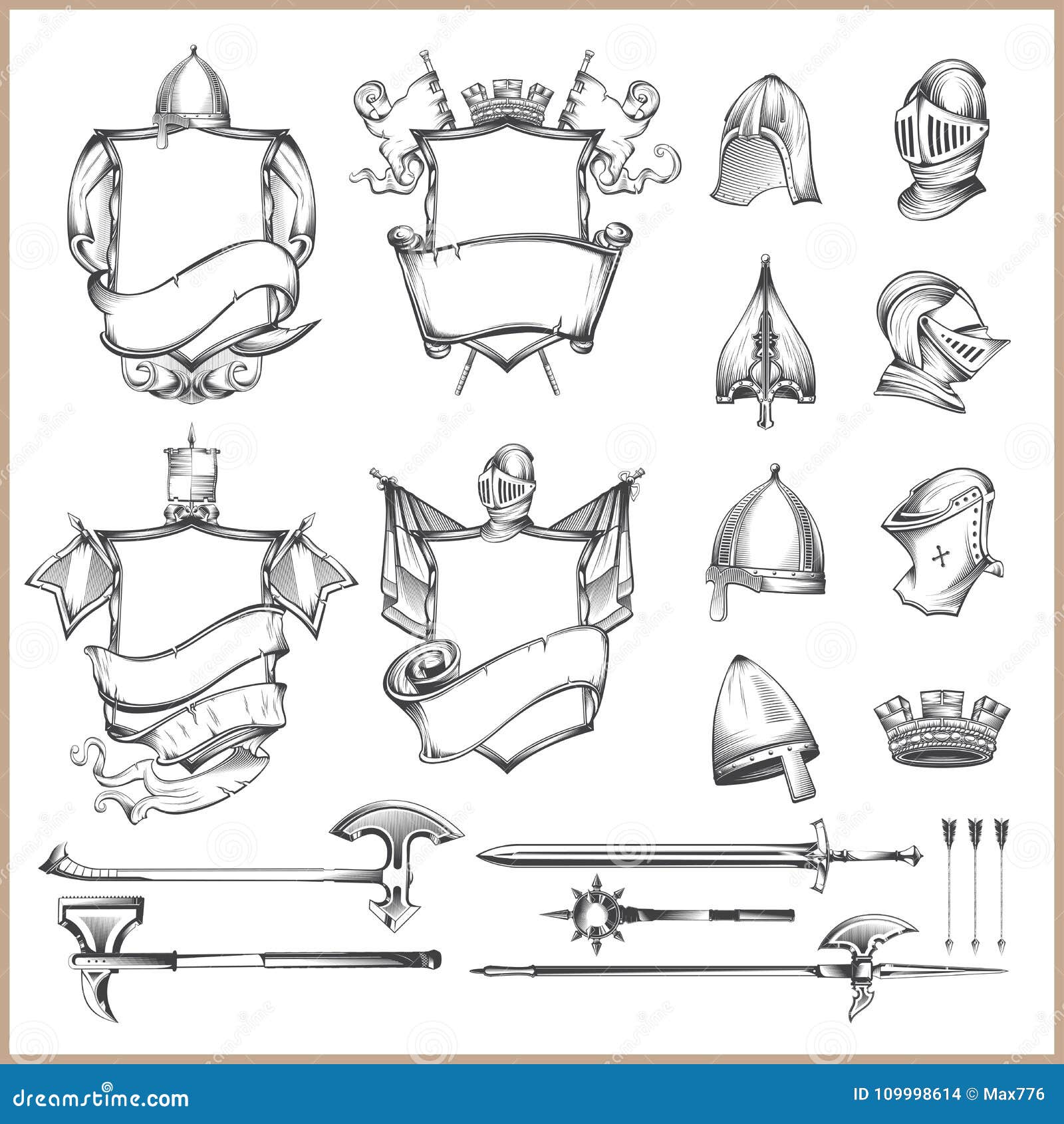 Medieval Weapons Drawings