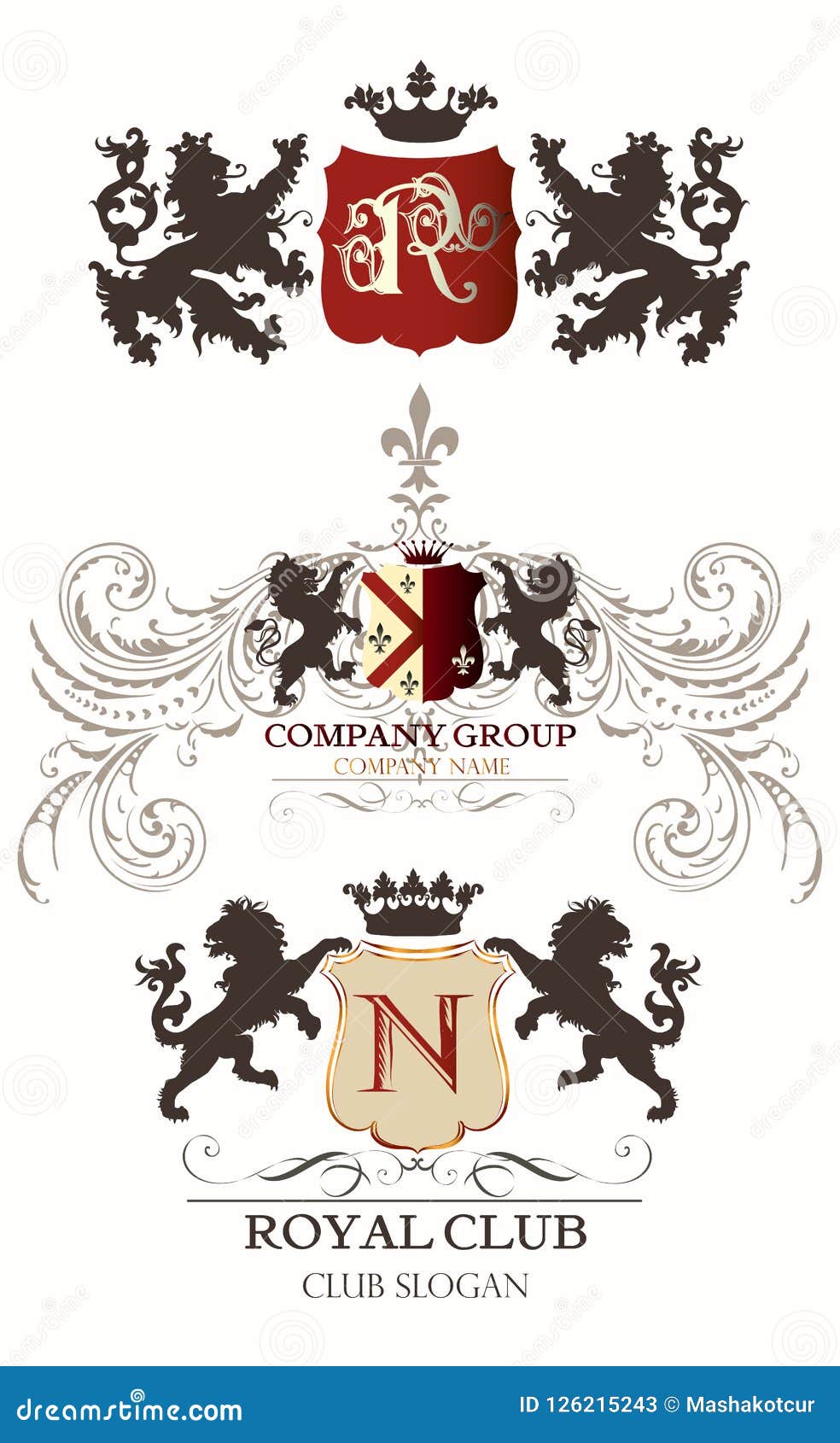 Collection of Vector Heraldic Elements for Logotype Design Stock Vector ...