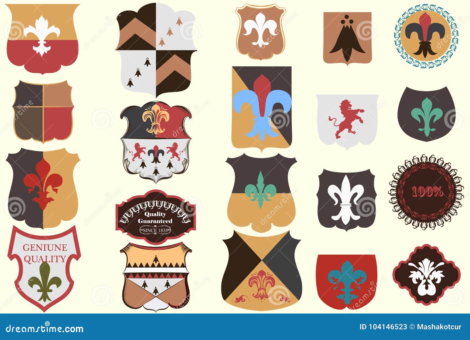 Collection of Vector Heraldic Elements Stock Vector - Illustration of ...