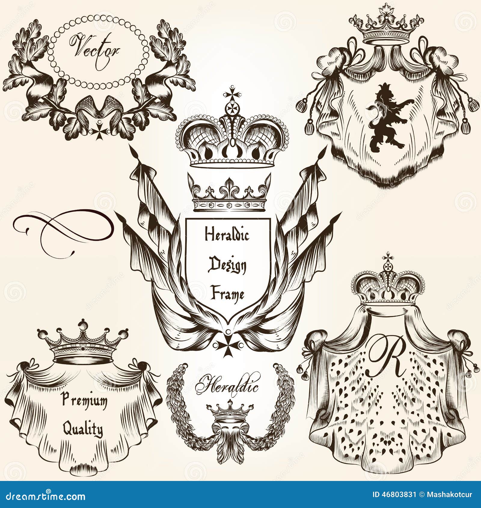Collection of Vector Heraldic Frames Shields and Coat of Arms Stock ...