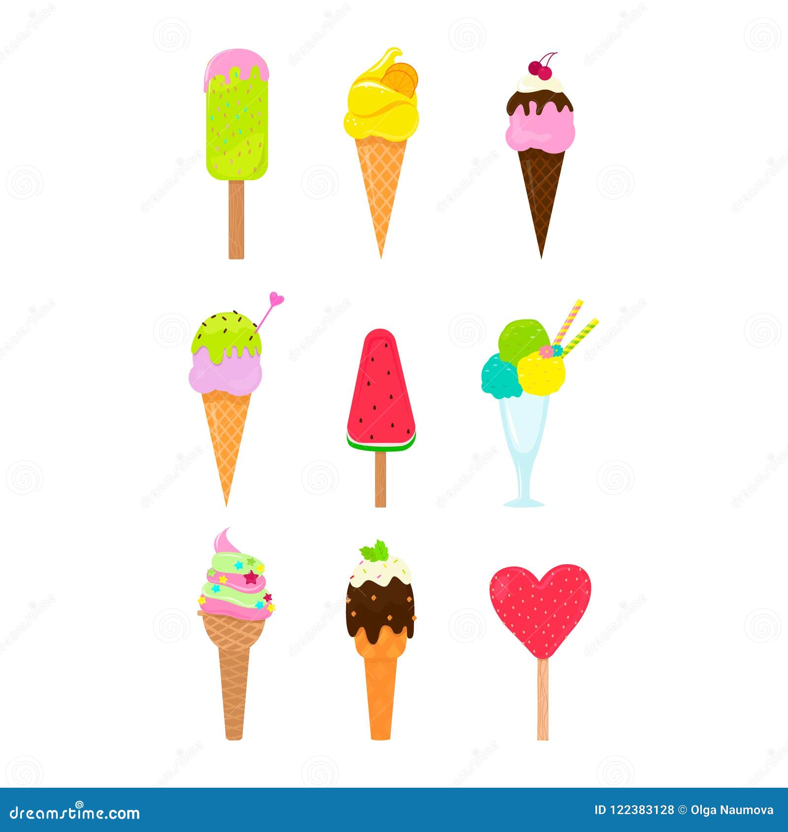 Collection of 9 Vector Ice Cream Illustrations Stock Vector ...