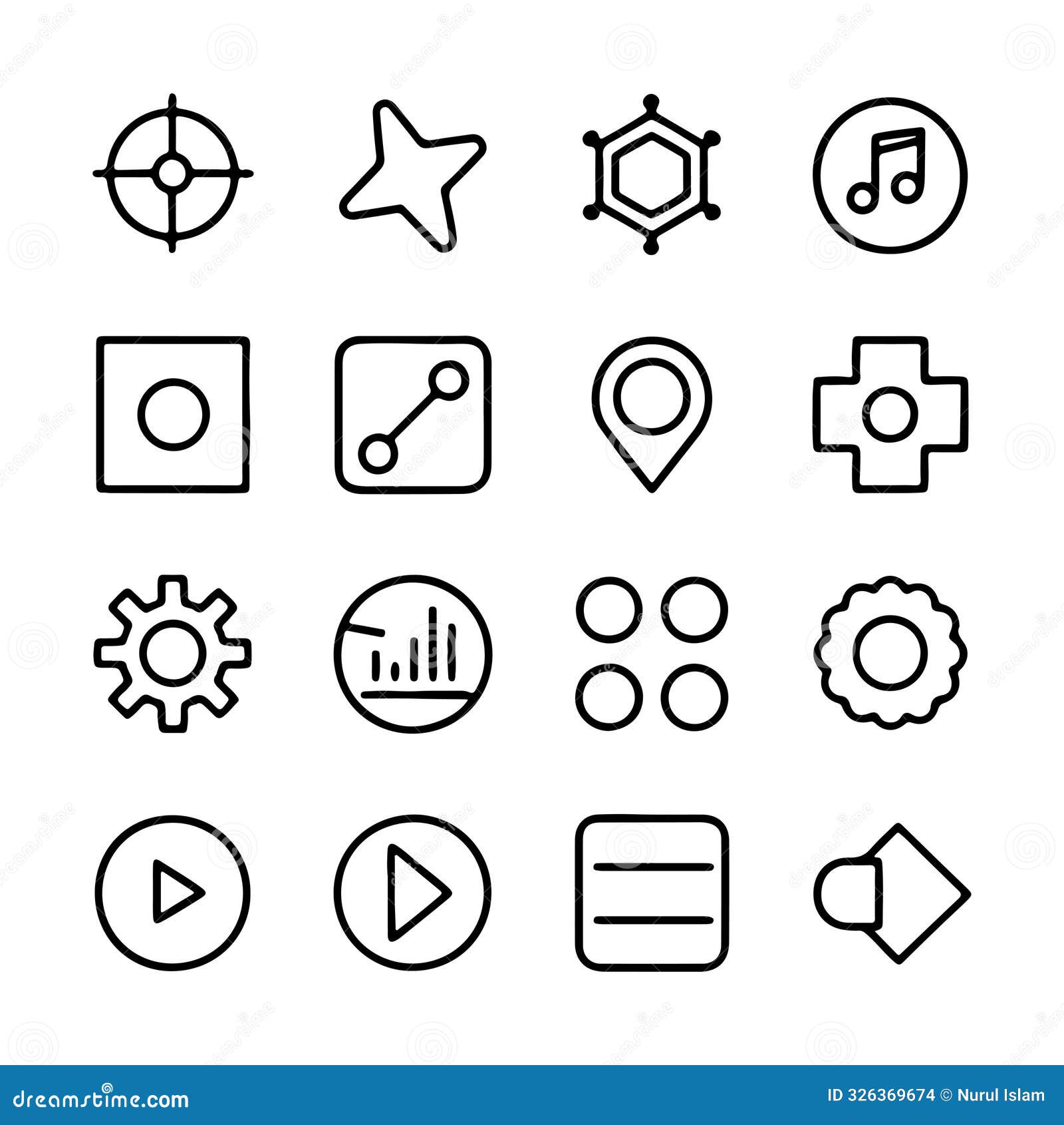 Set of 20 Interface Icons Vector Illustration. Stock Illustration ...