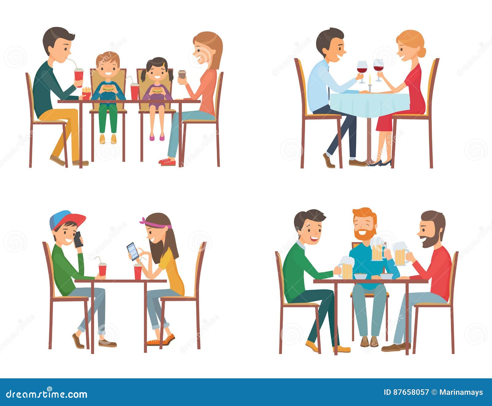 Collection of Vector Illustration on the Theme of People in Cafe Stock ...