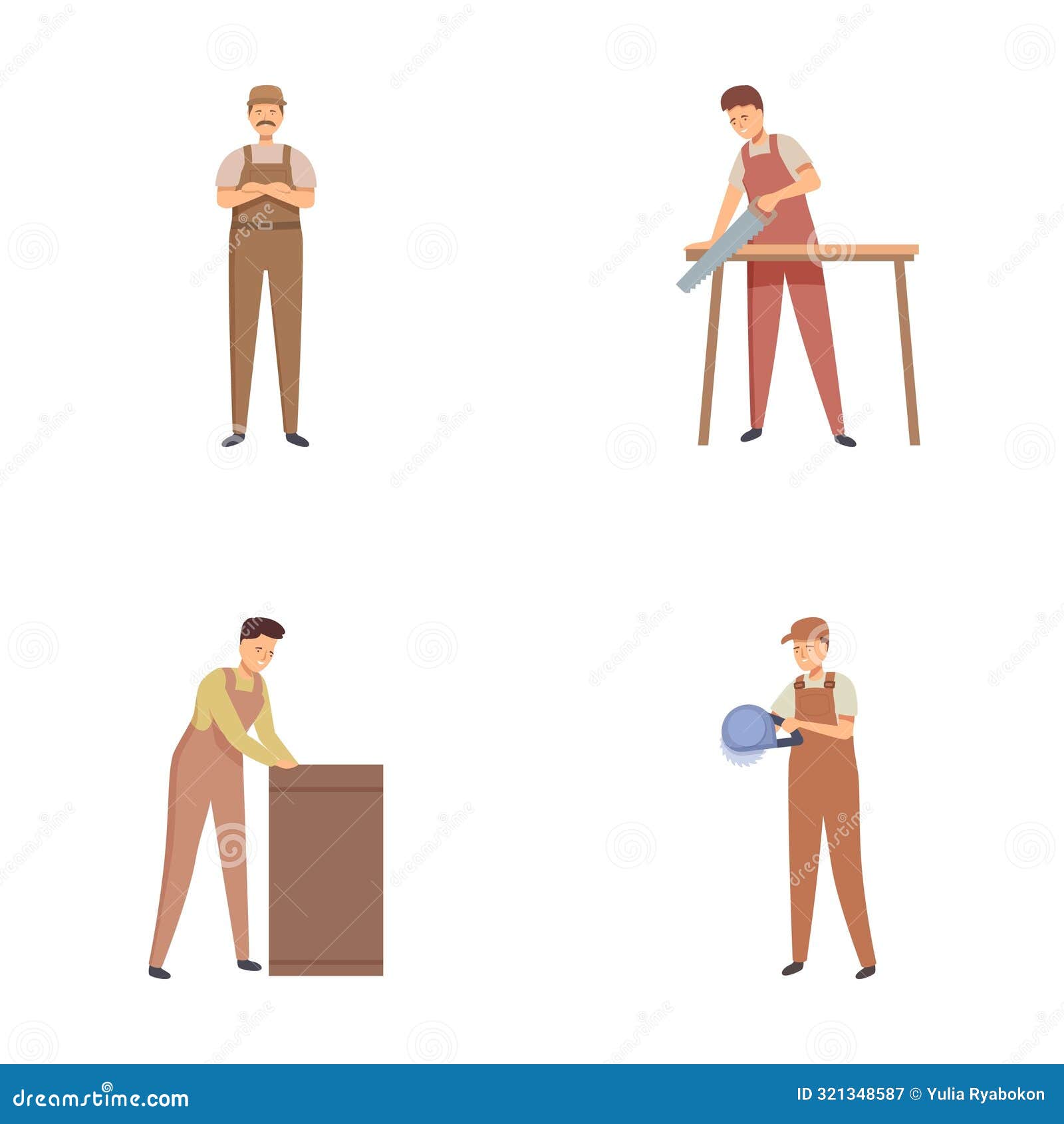Set of Illustrations of Men Performing Various Jobs Stock Vector ...