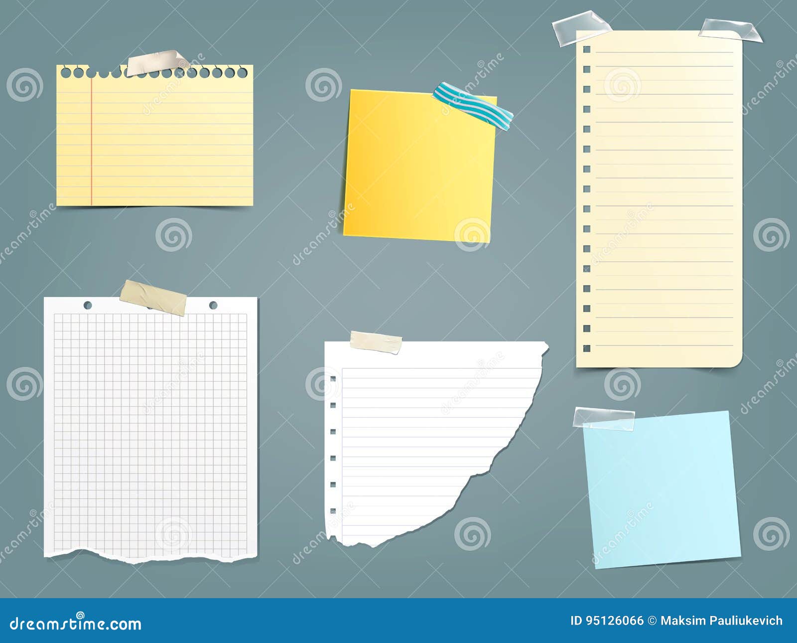 Collection of Vector Illustrations Different Paper Notes Stock Vector ...