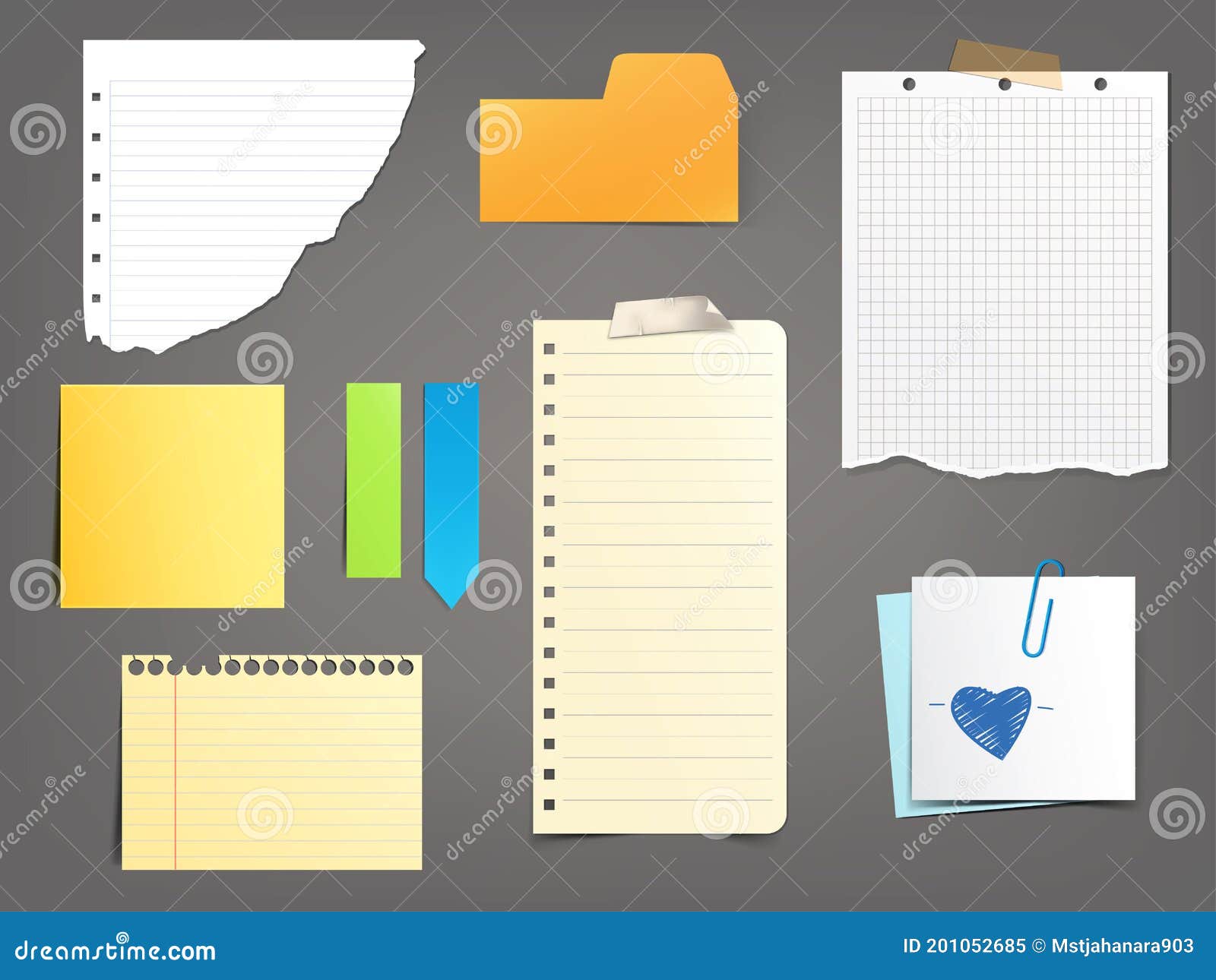 Collection of Vector Illustrations Paper Notes of Various Types Stock ...