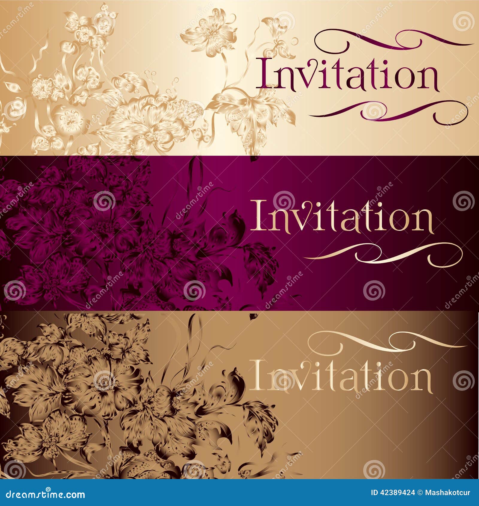 Collection of Vector Invitation Cards in Vintage Style Stock Vector ...
