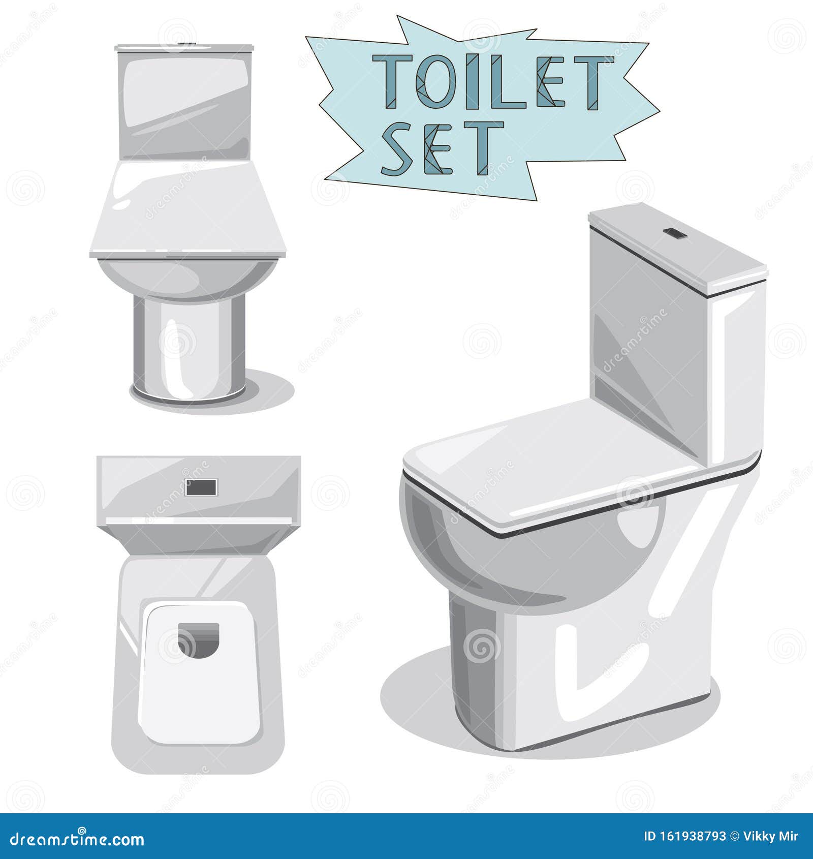 A Isolated Set of Vector Toilets with Square Flaps on Top, Side and ...