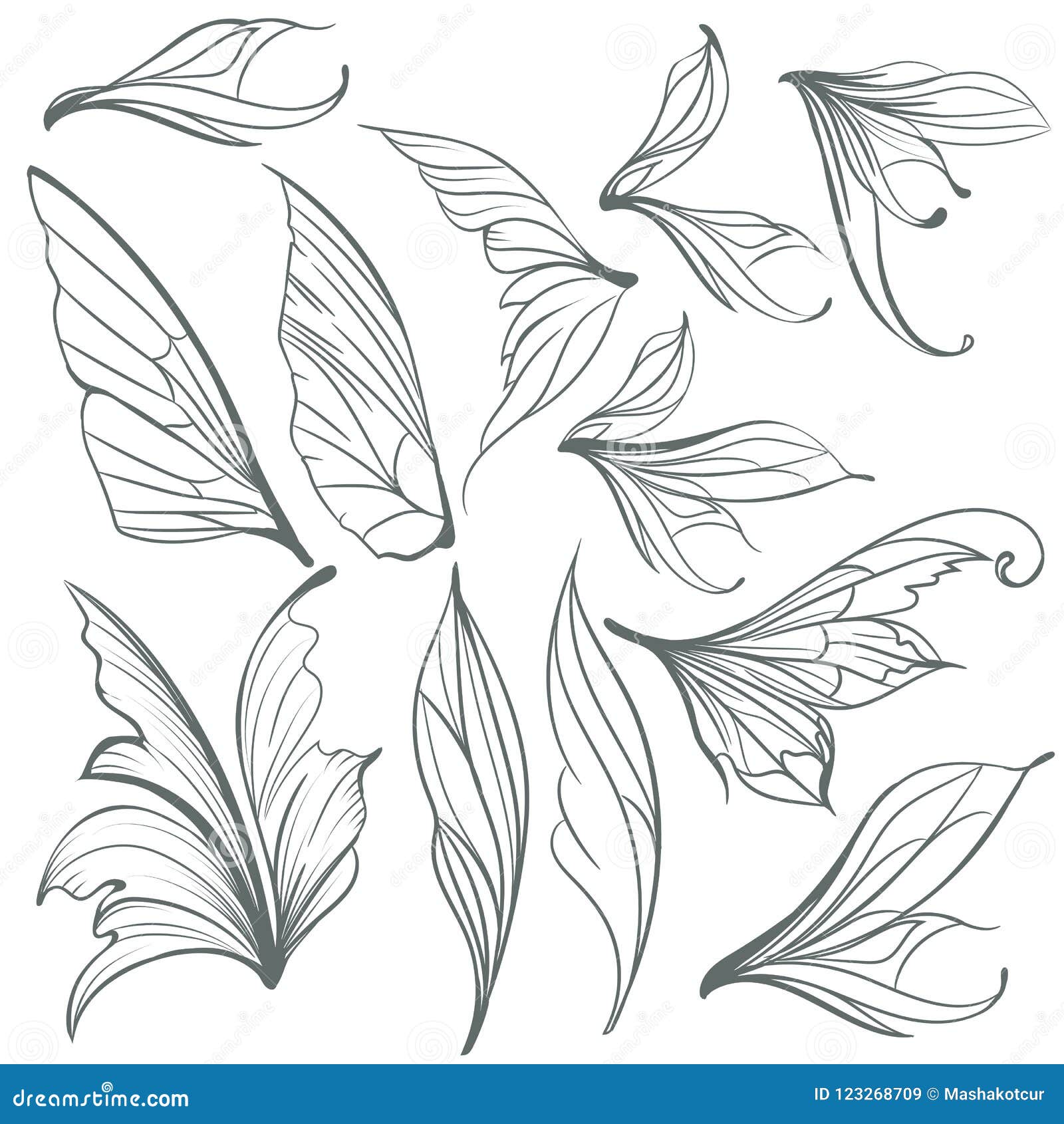 Collection of Vector Light Grey Wings for Design Stock Vector ...