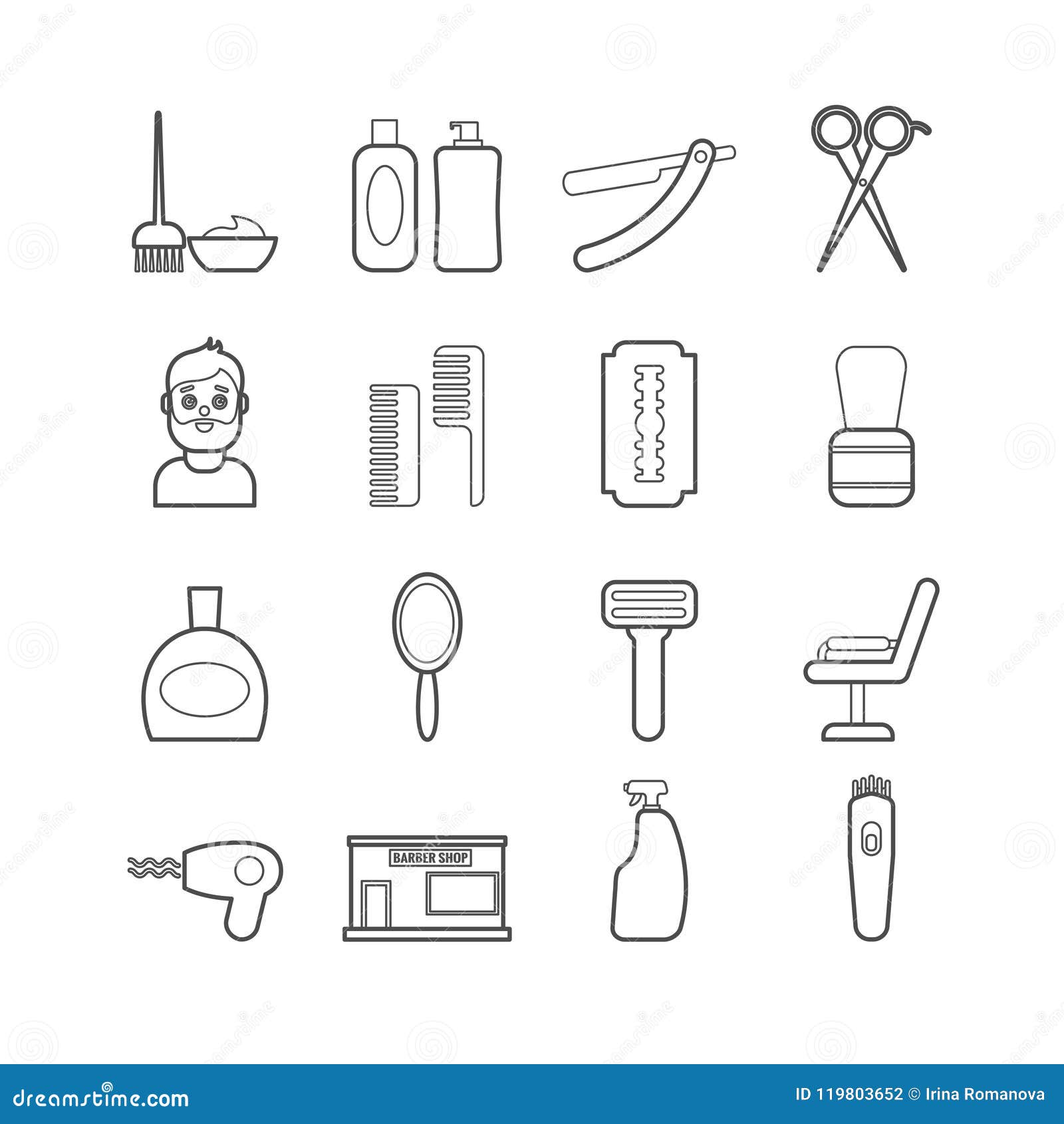 Collection of Vector Line Barber Tools Icons Stock Vector ...
