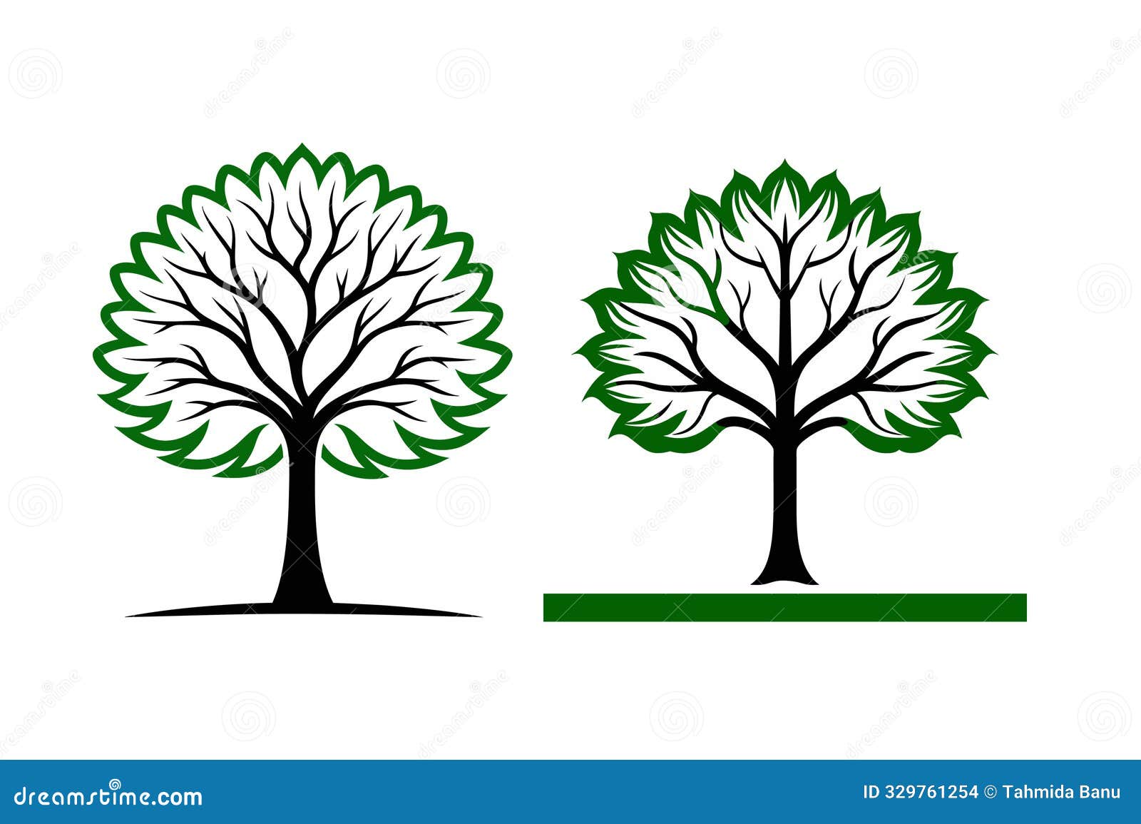 A Collection of Vector Logo Designs Featuring Green Silhouette Trees ...