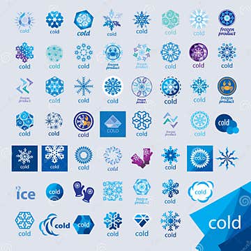 Collection of Vector Logos Cold and Frost Stock Vector - Illustration ...