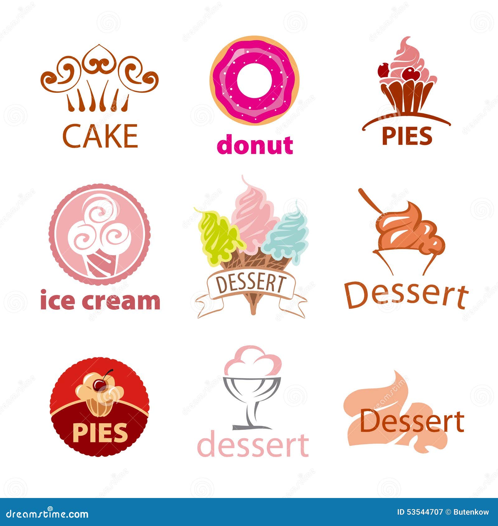 Collection Of Vector Logos Desserts | CartoonDealer.com #53544707