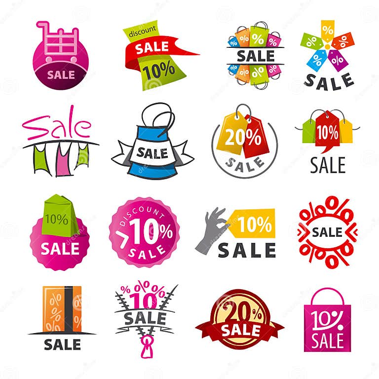 Collection of Vector Logos Discount Stock Vector - Illustration of ...