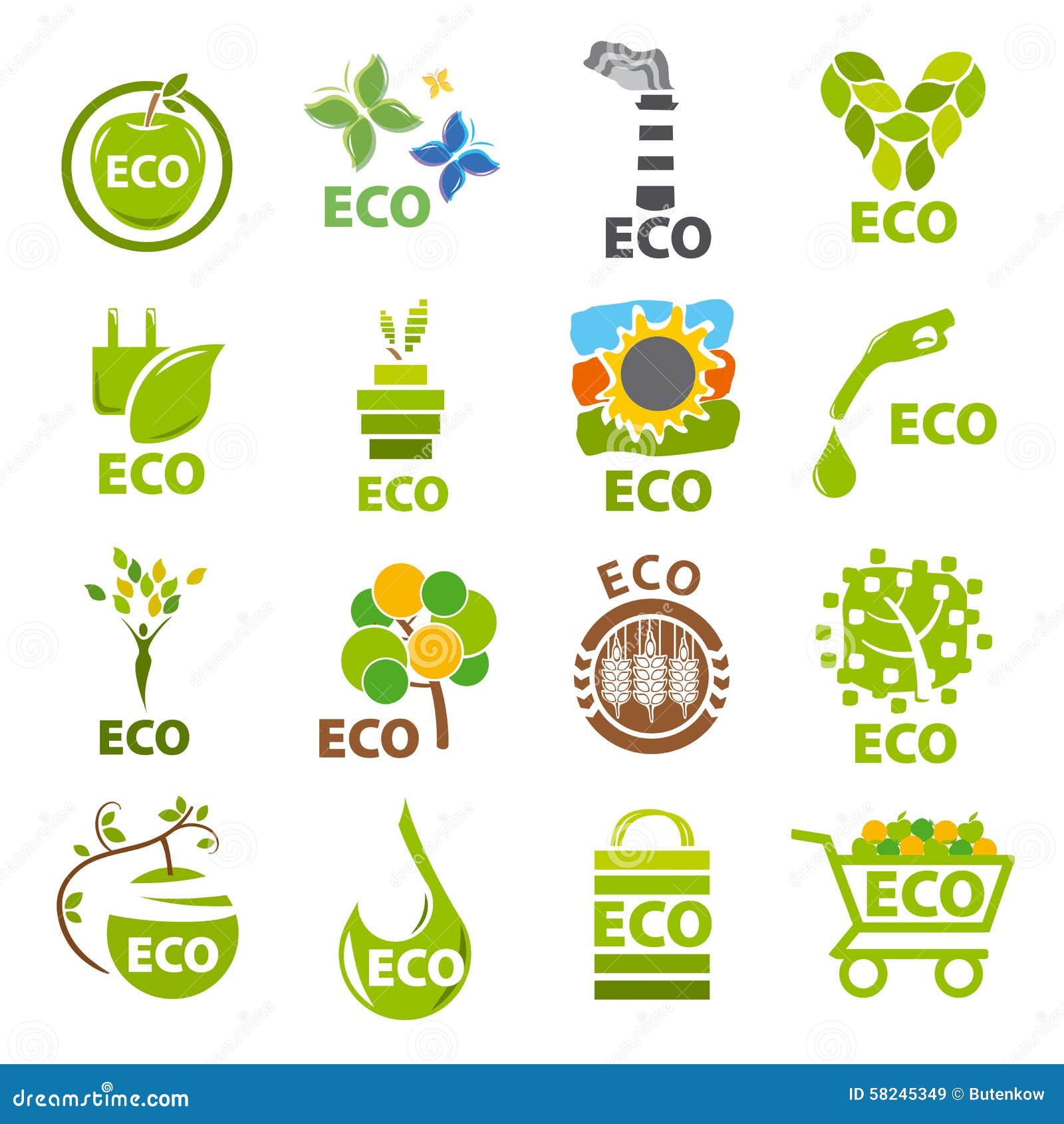 Collection of Vector Logos Eco Stock Vector - Illustration of floral ...