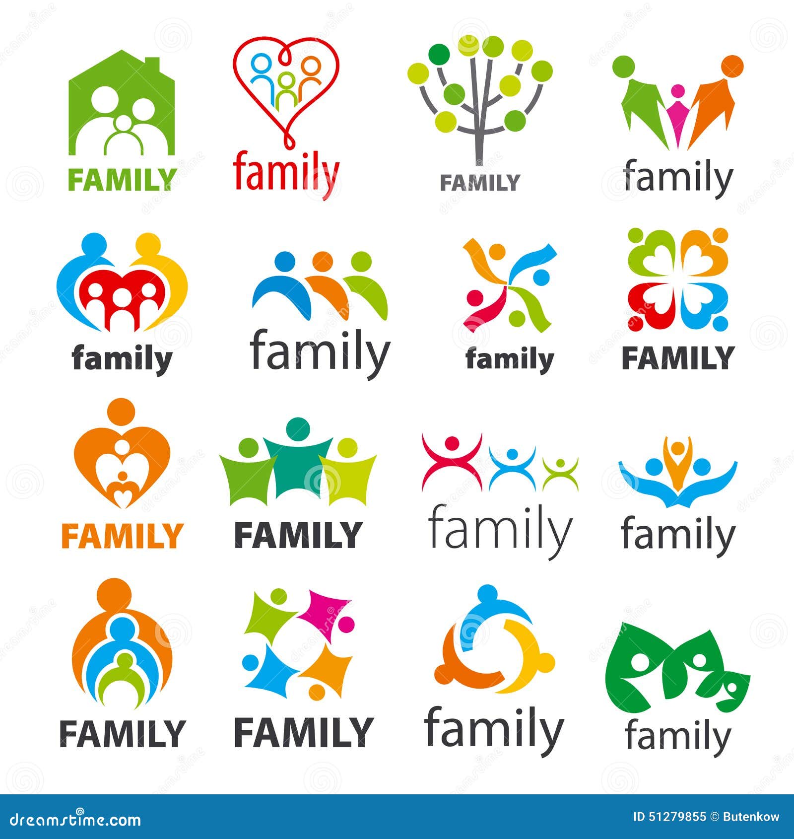 Collection of Vector Logos Family Stock Vector - Illustration of group ...