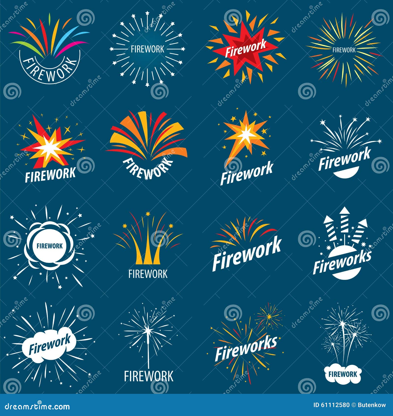 Collection of Vector Logos for Fireworks Stock Vector - Illustration of ...