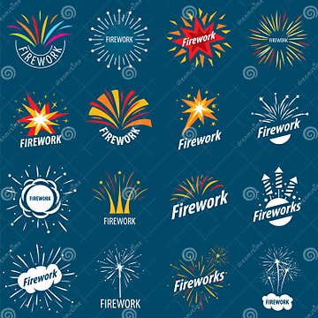 Collection of Vector Logos for Fireworks Stock Vector - Illustration of ...