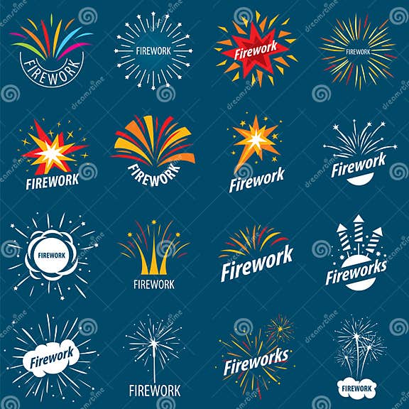 Collection of Vector Logos for Fireworks Stock Vector - Illustration of ...