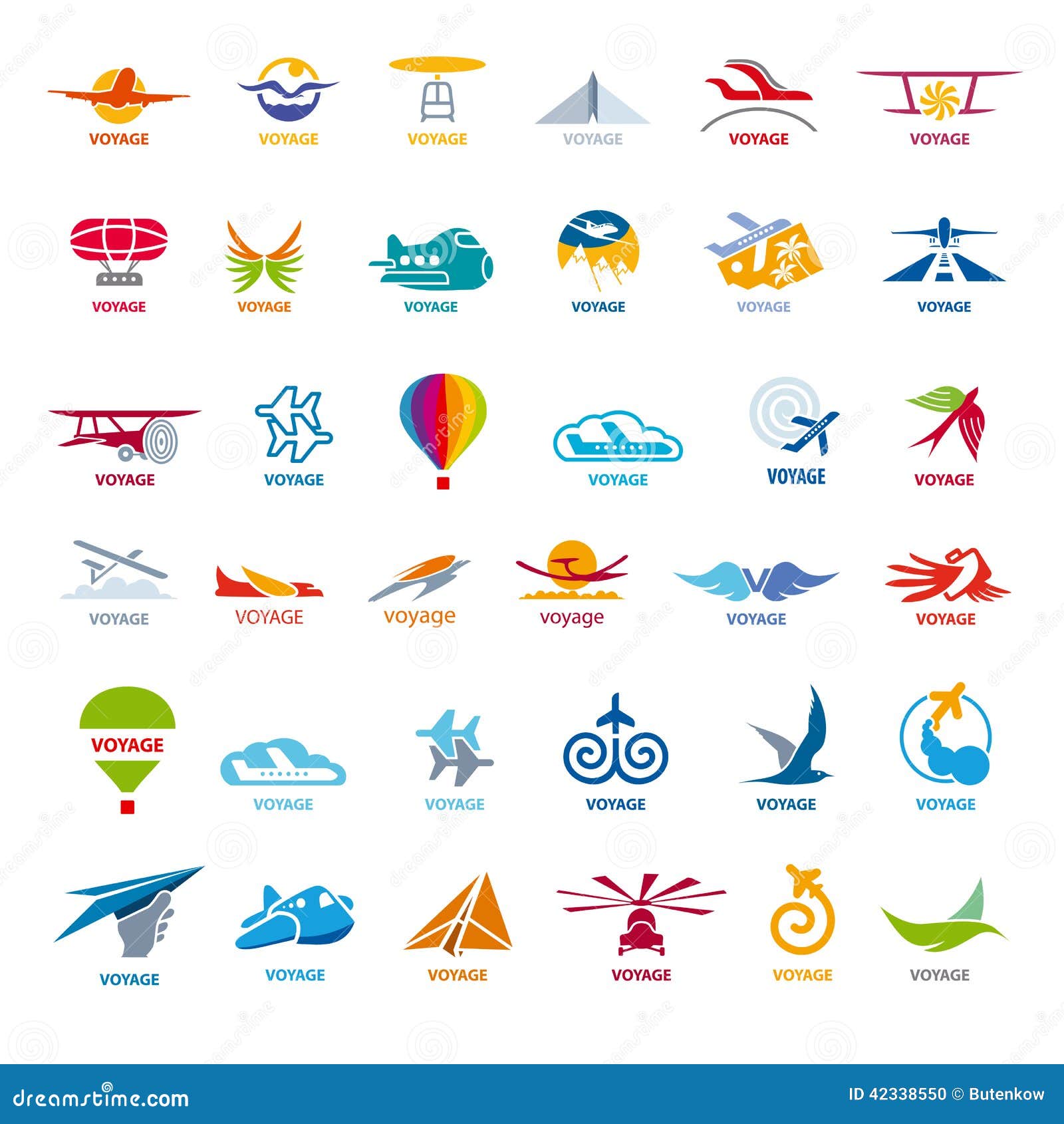 Collection of Vector Logos Flights Stock Vector - Illustration of ...