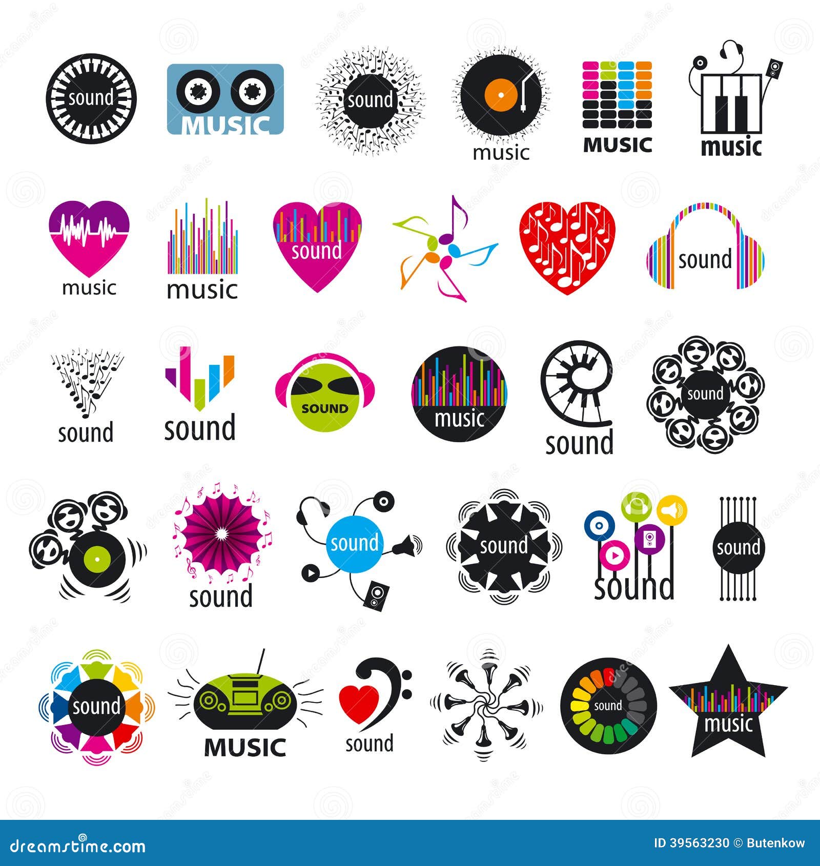 A Set Of Logos With A Music Theme. Vector Illustration | CartoonDealer ...