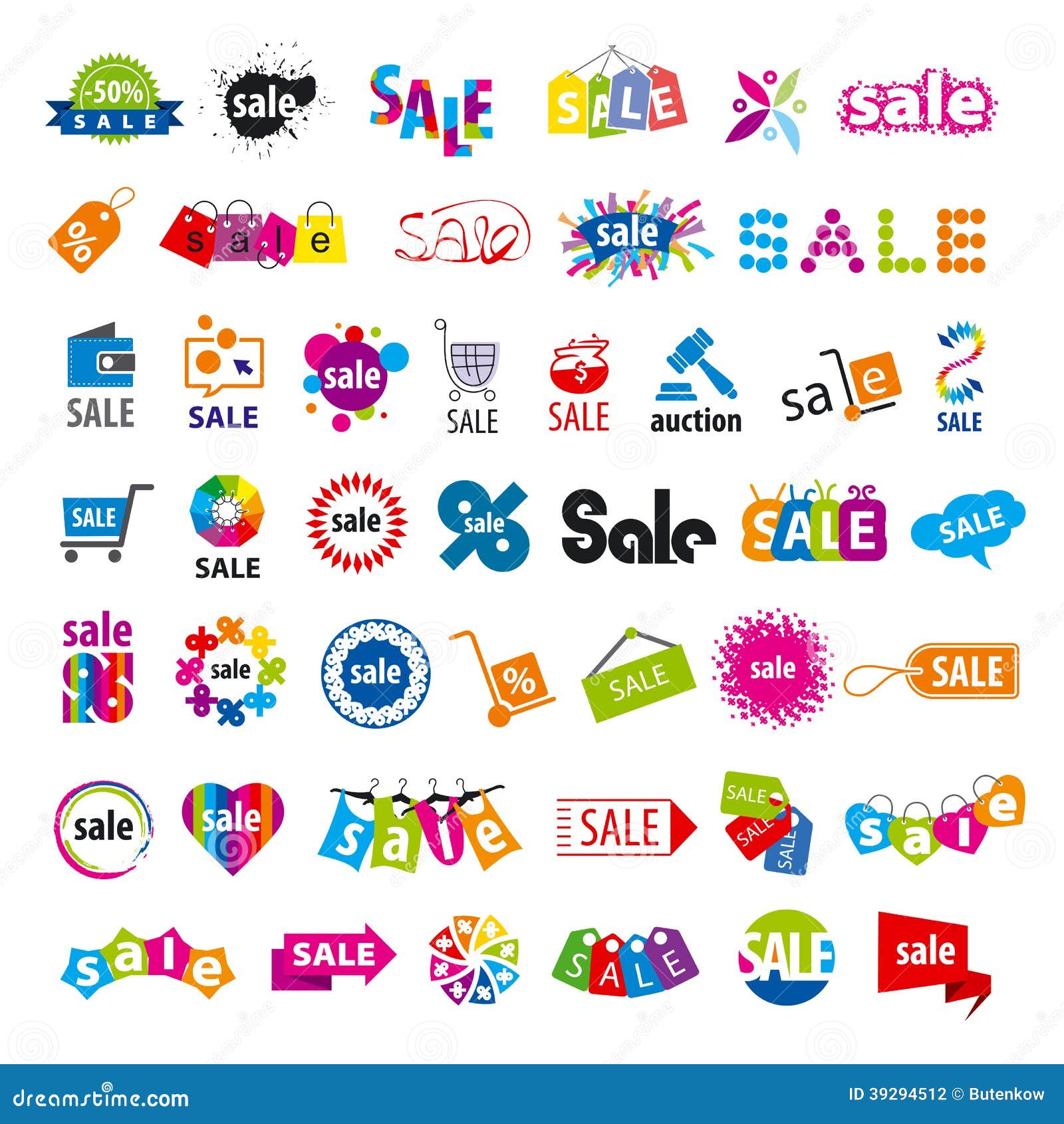 Collection of Vector Logos Sale Stock Vector - Illustration of discount ...