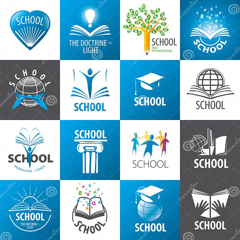 Collection of Vector Logos School Stock Vector - Illustration of ...