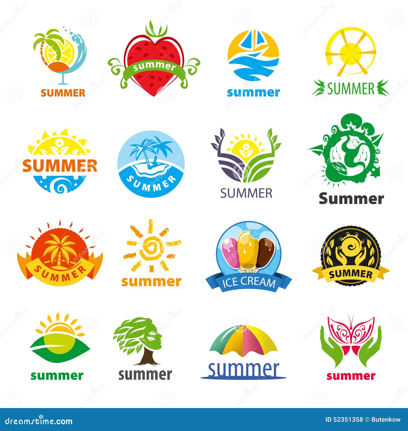 Collection of Vector Logos Summer Stock Vector - Illustration of symbol ...