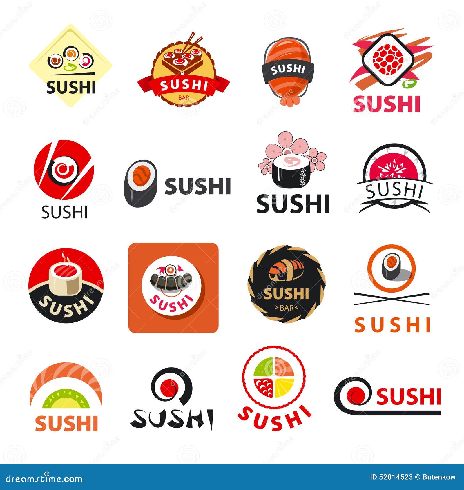 Collection of Vector Logos Sushi Stock Vector - Illustration of japan ...