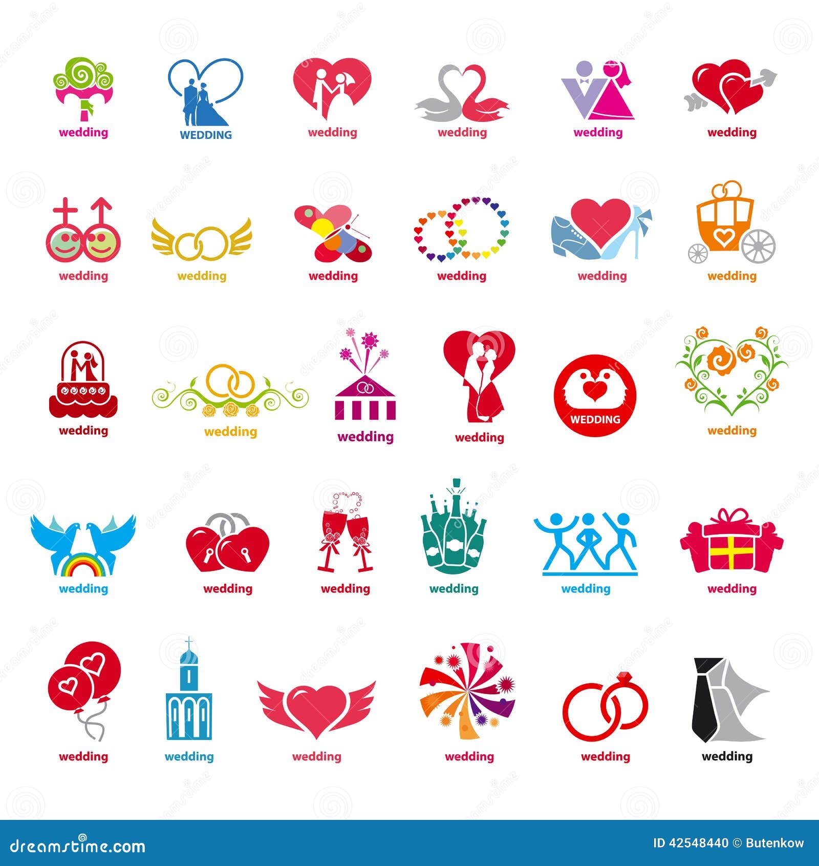 Collection of Vector Logos Wedding Stock Vector - Illustration of love ...