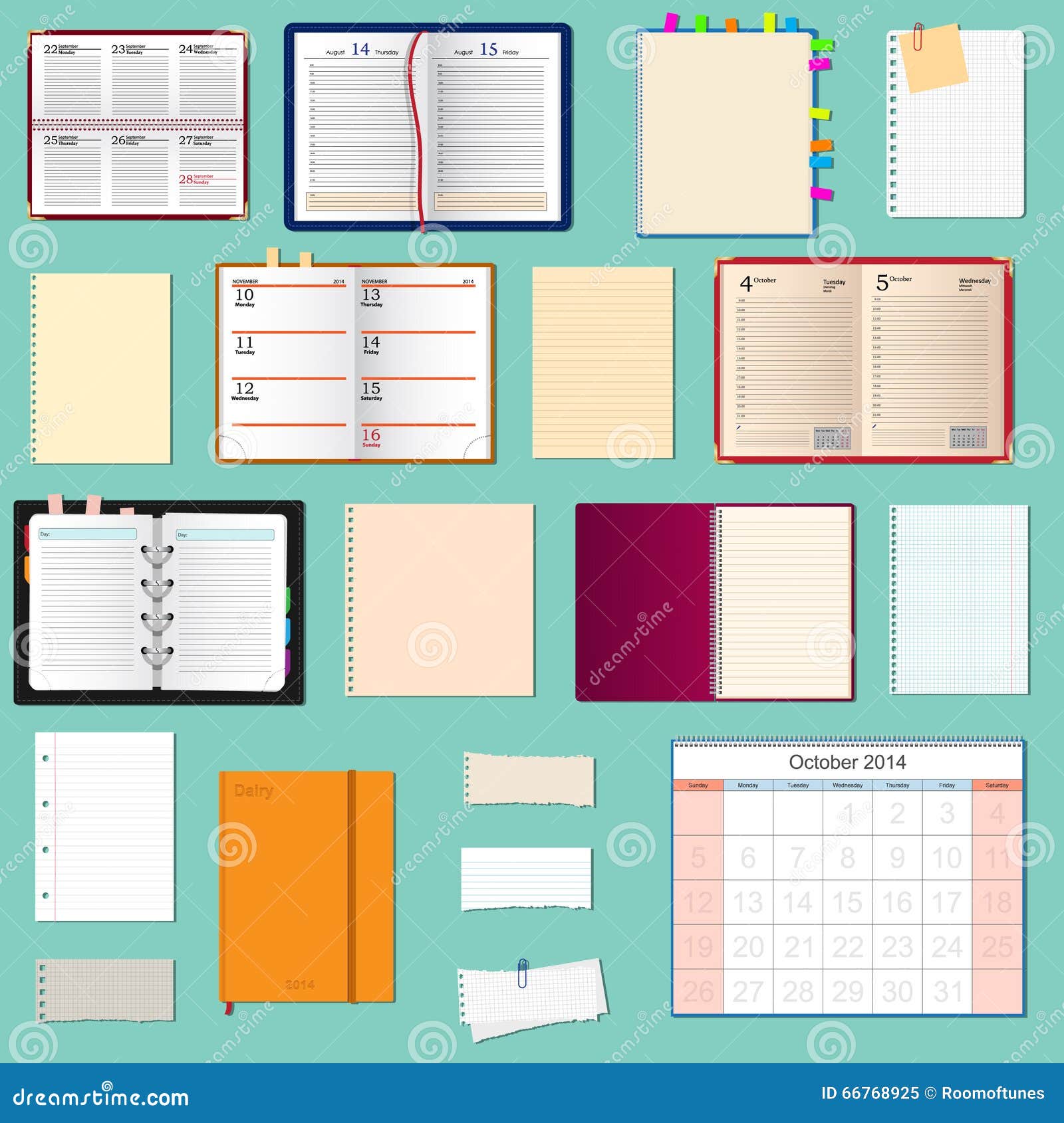 Collection of Vector Notebooks Stock Vector - Illustration of month ...