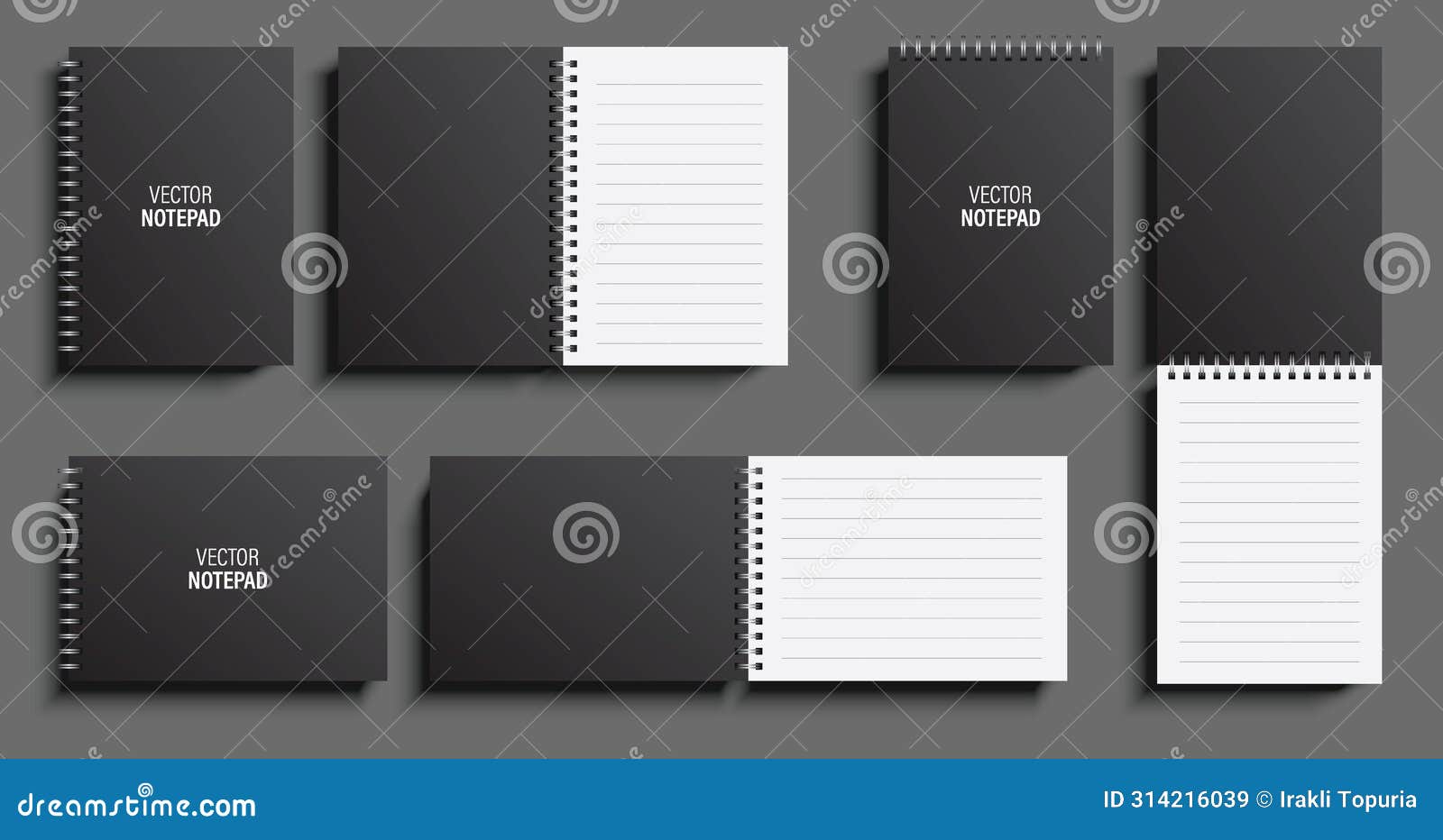Collection of Vector Notepads in Vertical and Horizontal Layouts Stock ...