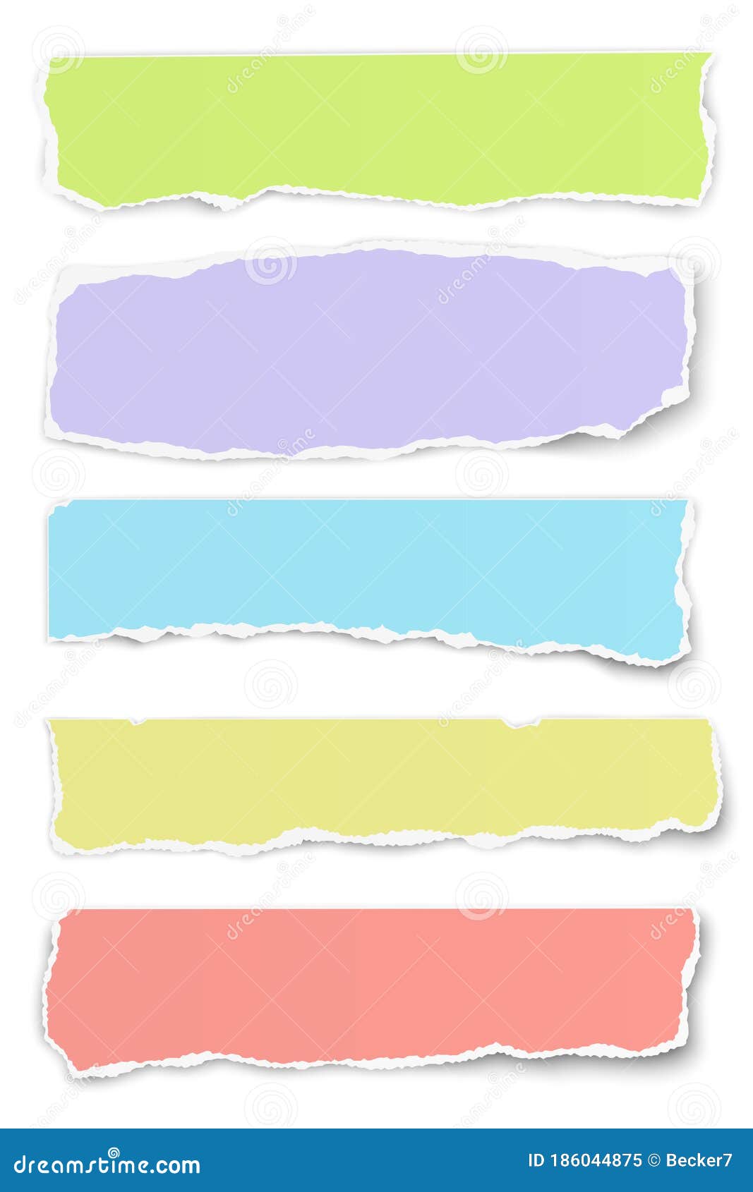 Collection of Vector Oblong Torn Different Colors Paper Tears Isolated ...