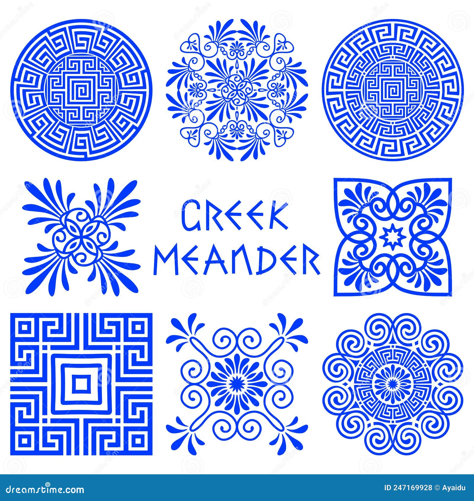 Collection of Vector Ornaments in the Old Classical Greek Style Stock ...