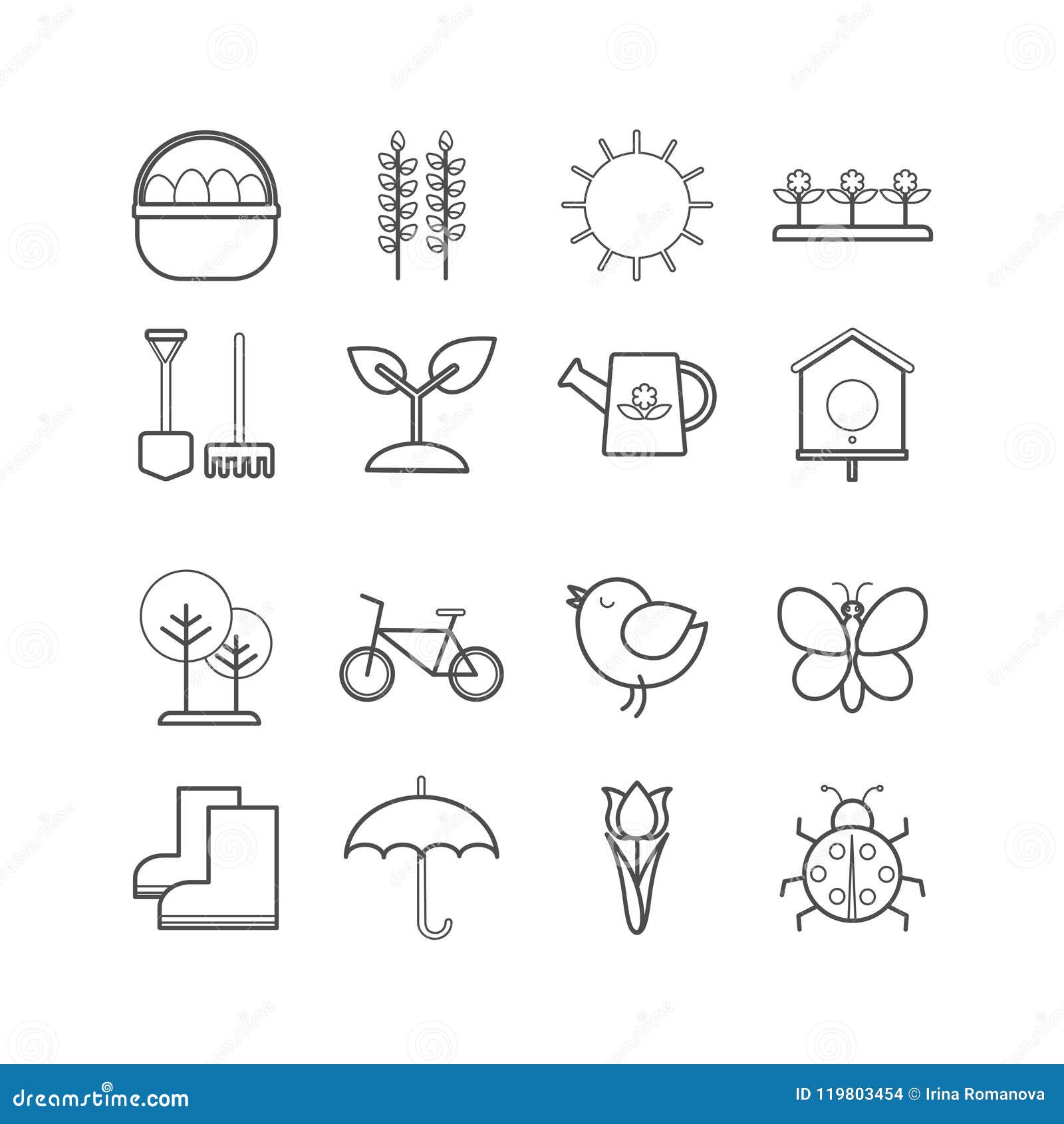 Collection of Vector Outline Springtime Icons Stock Vector ...