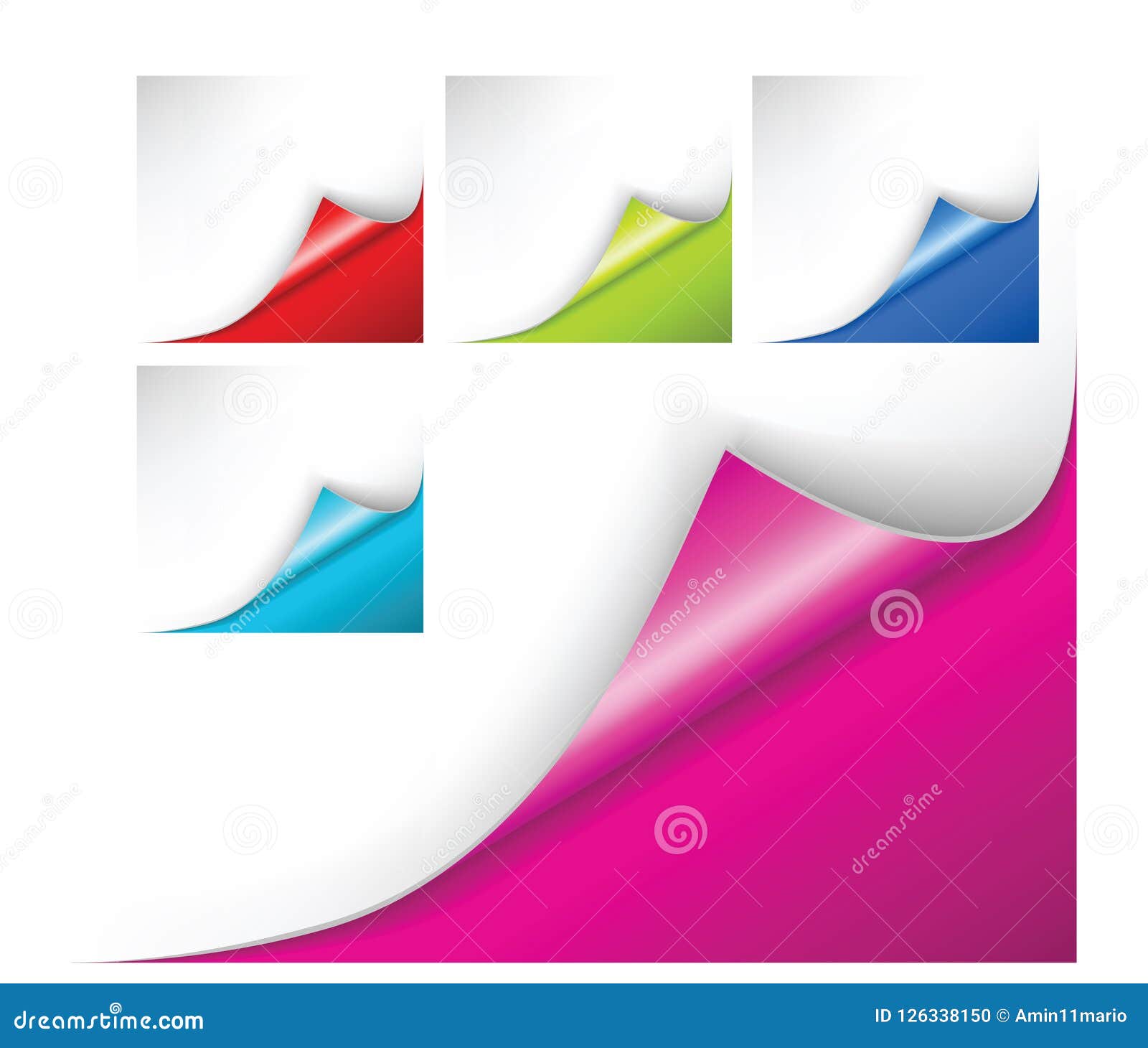 Collection of Vector Paper Corners. Set of Colorful Paper Sheets Stock ...