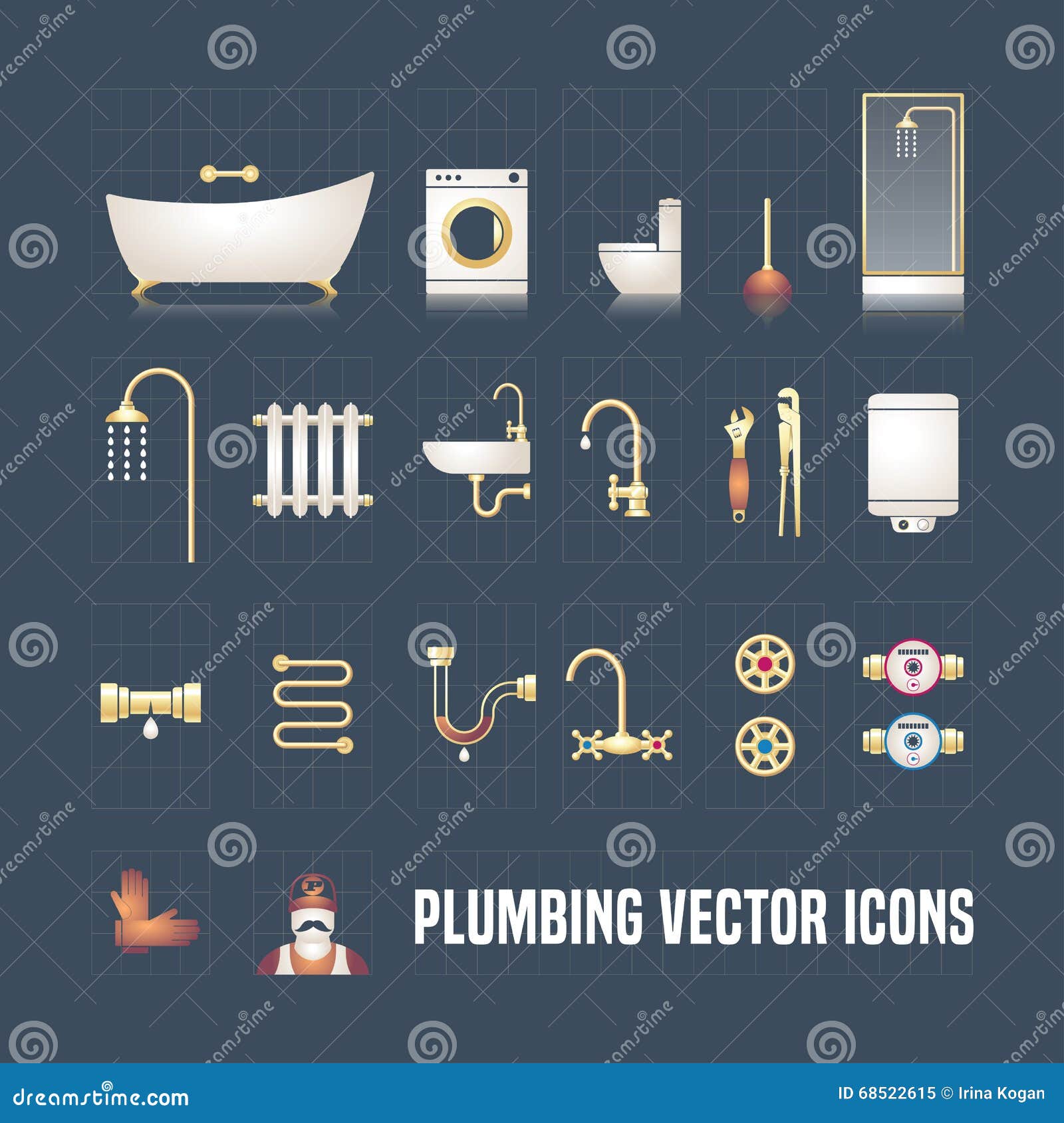 Collection of Vector Plumbing Icons in Set Stock Vector - Illustration ...