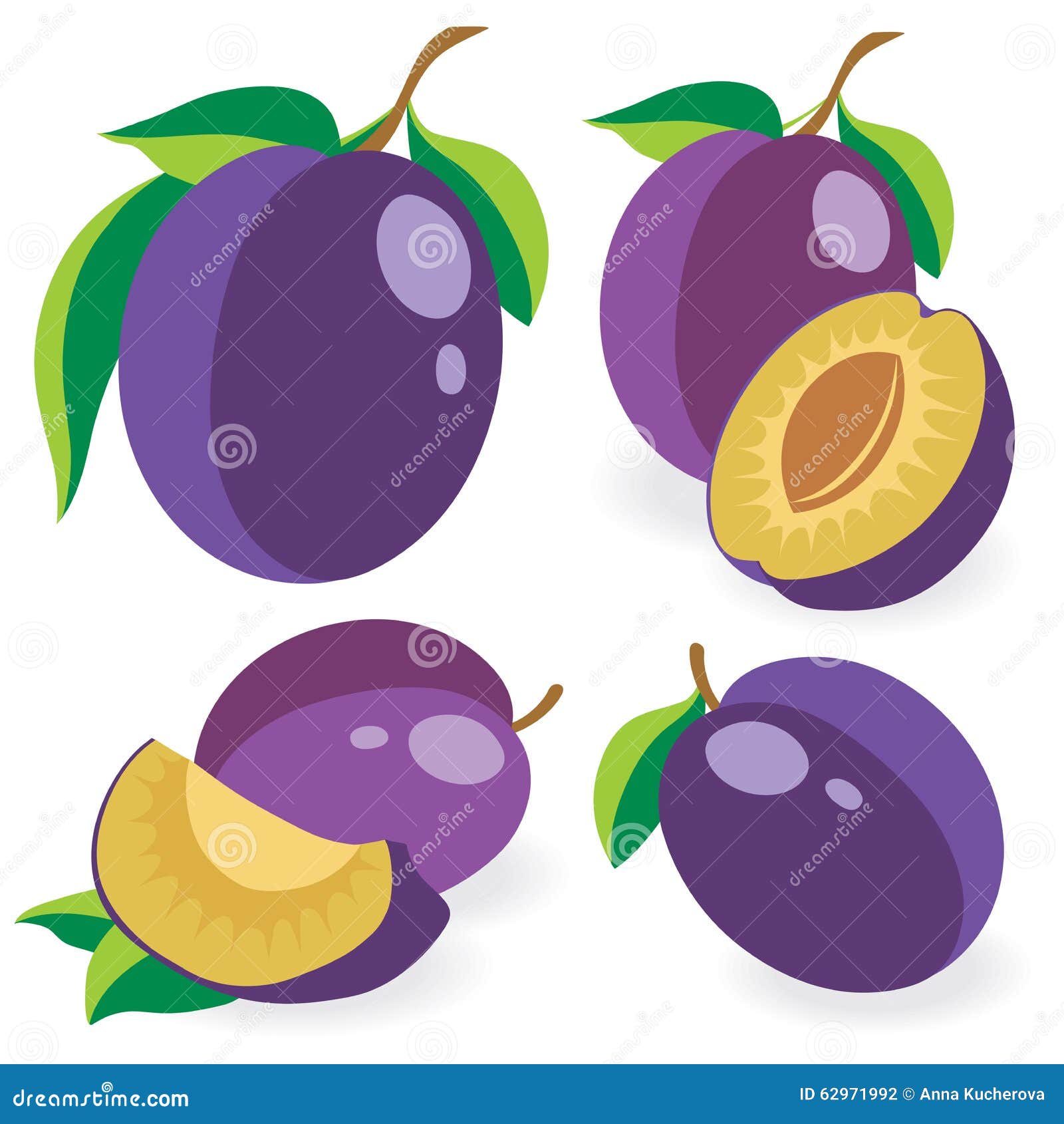 Collection of vector plums stock vector. Illustration of fresh - 62971992