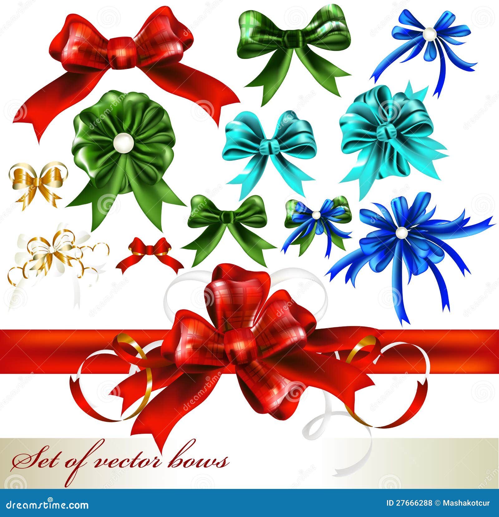 Collection of Vector Realistic Bows Stock Vector - Illustration of ...