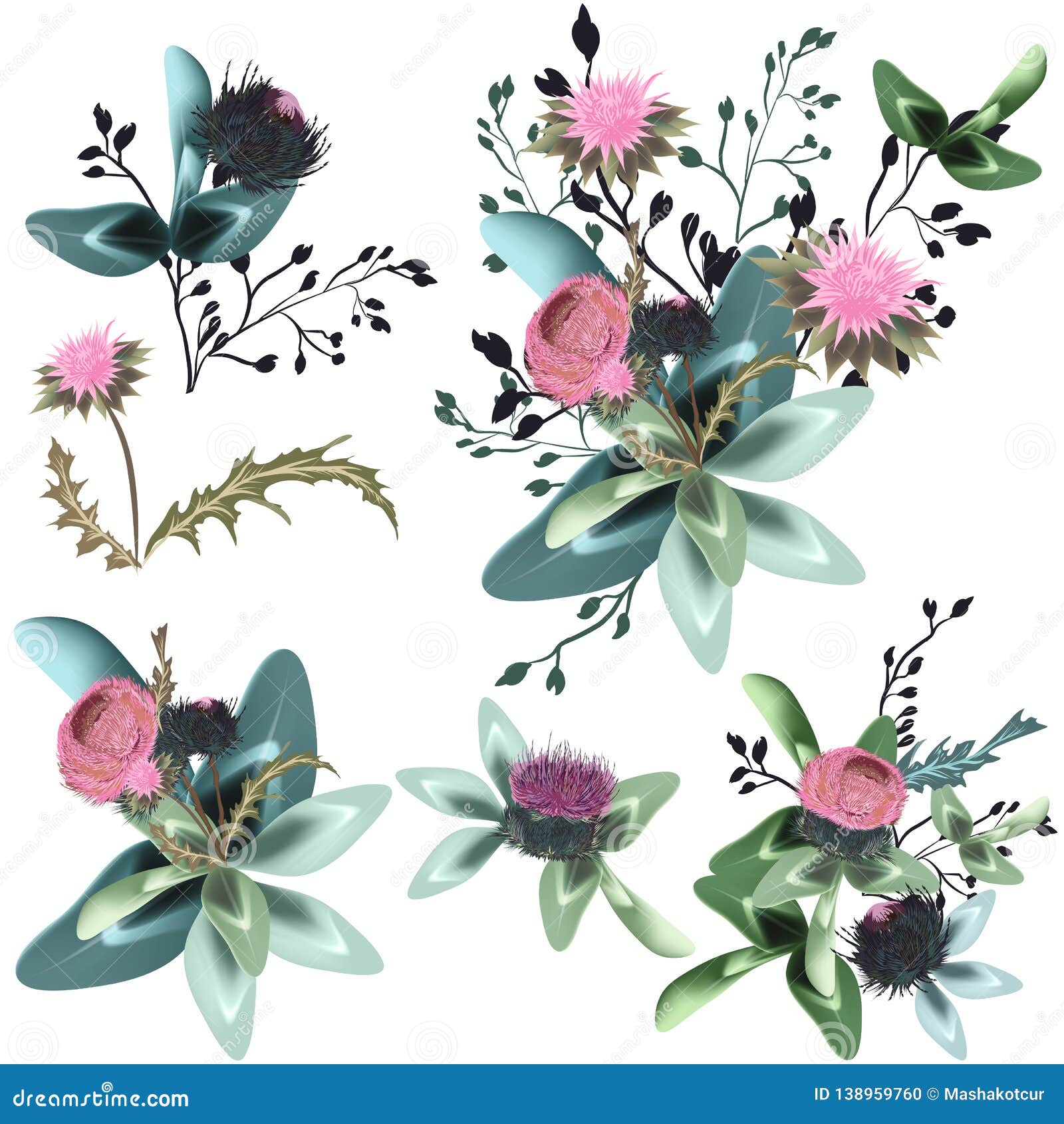 Collection of Vector Realistic Vector Flowers Stock Vector ...
