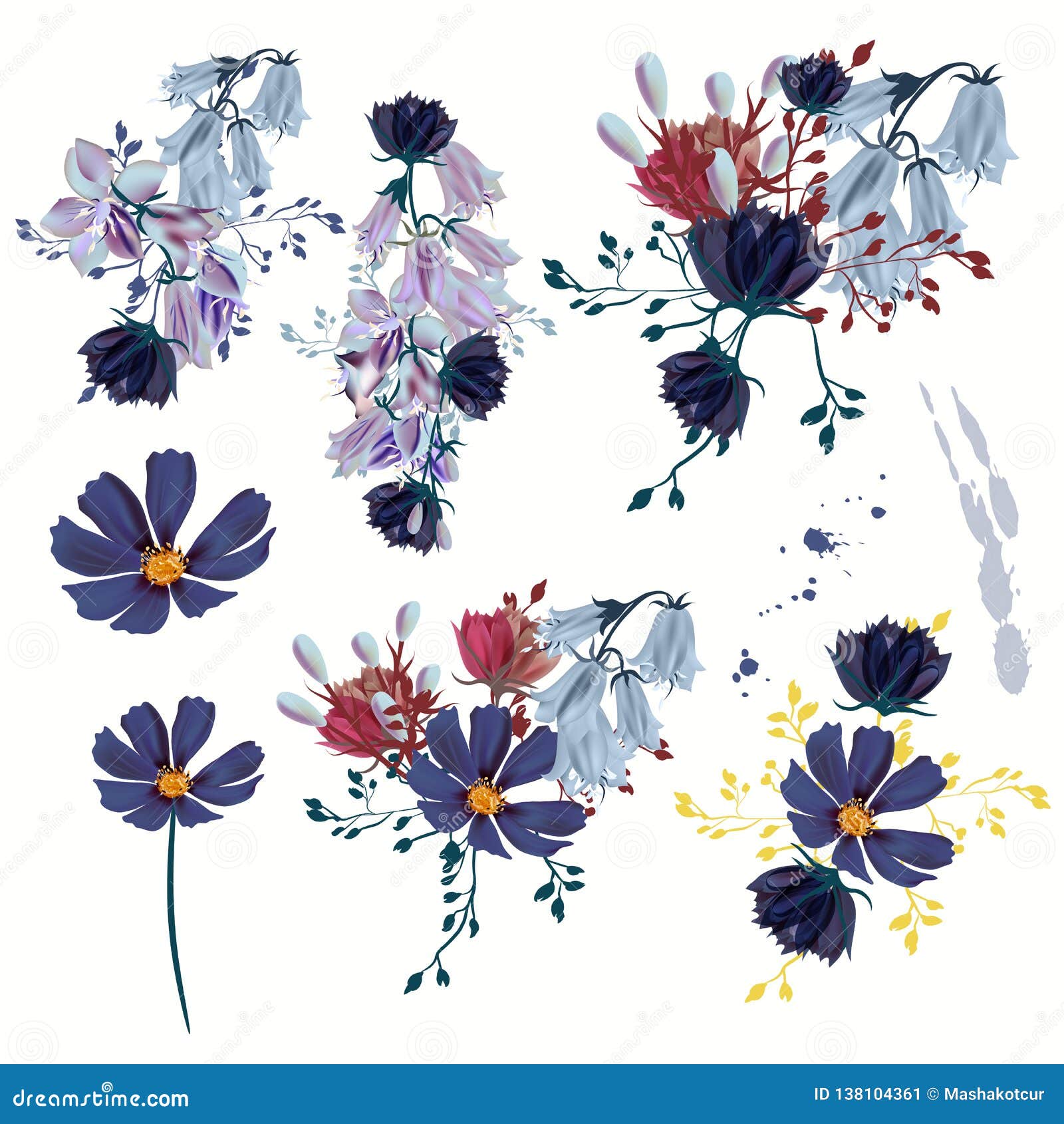 Collection of Vector Realistic Flowers for Design Stock Vector ...