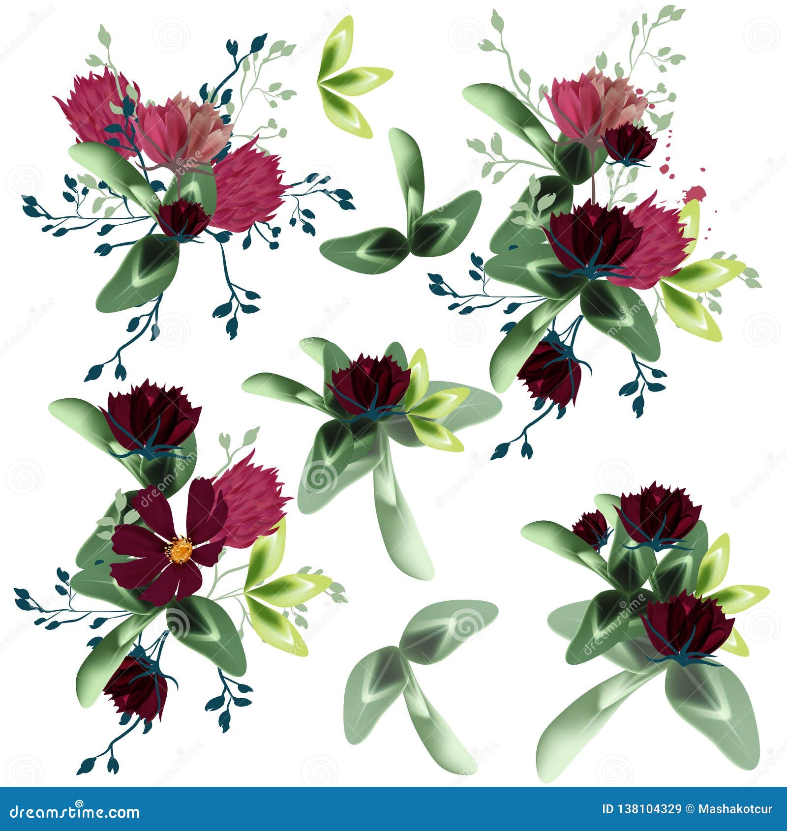 Collection of Vector Realistic Wild Flowers for Design Stock Vector ...