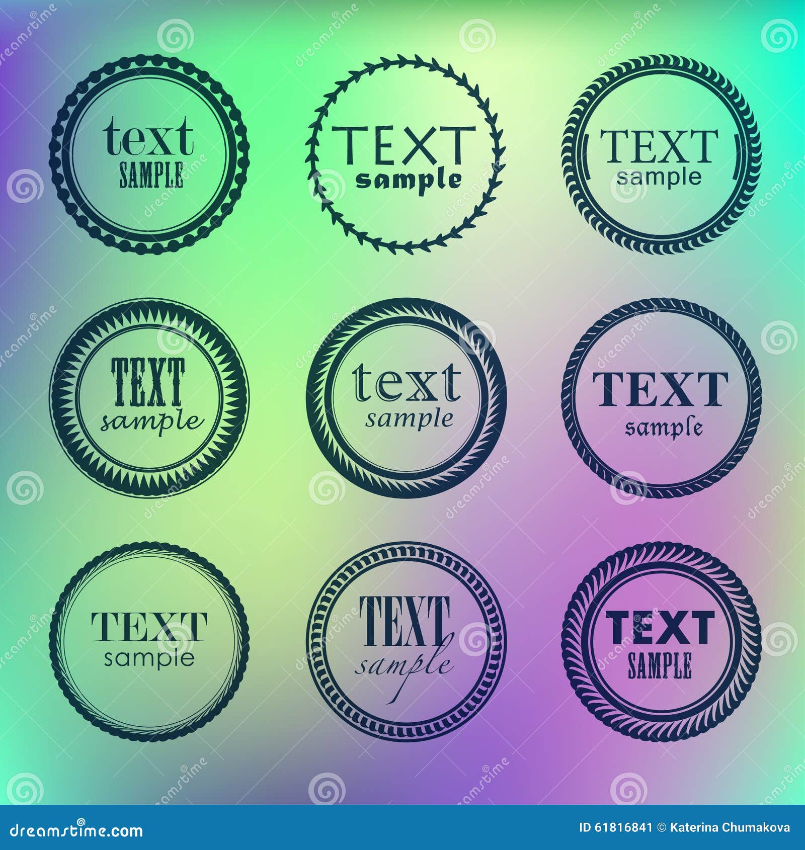 Collection of Vector Rounded Labels. Stock Vector - Illustration of ...