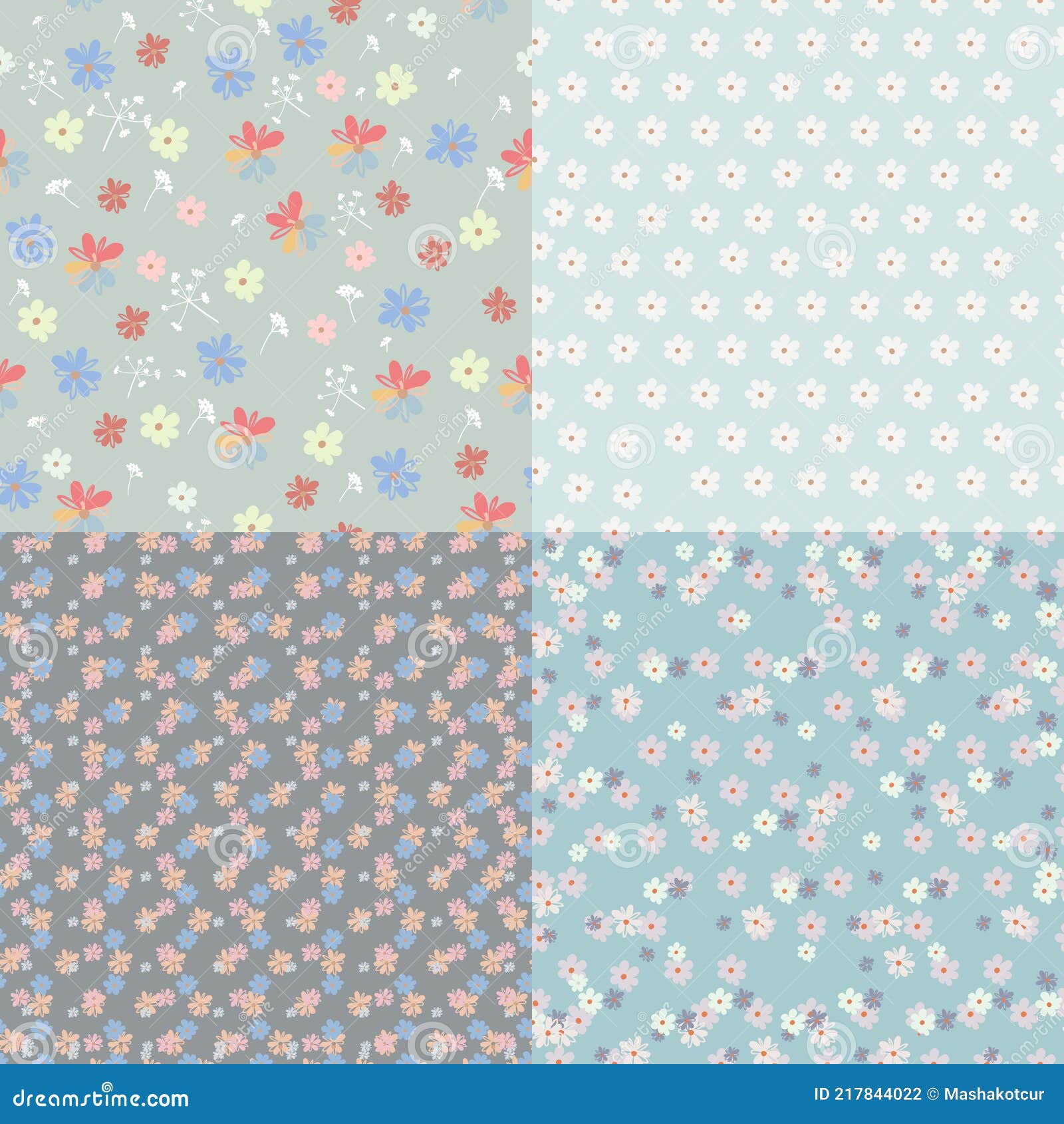 Collection of Vector Rustic Patterns with Flowers for Design Stock ...