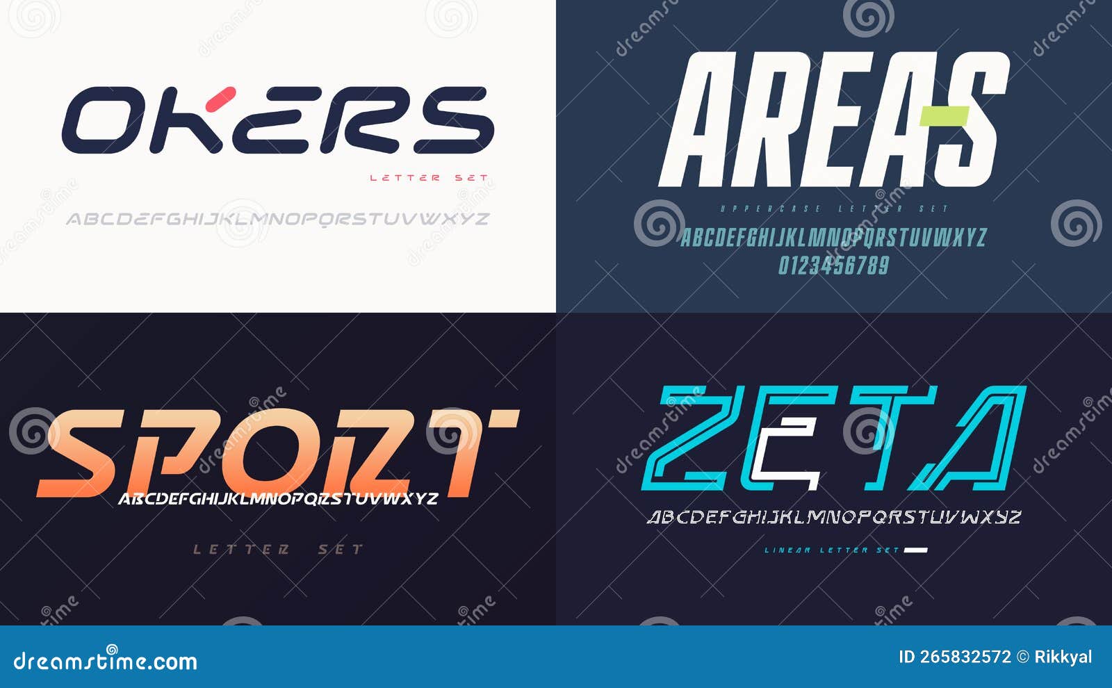 Collection of Vector Sans Serif Fonts, Uppercase Letter Sets, Alphabets ...
