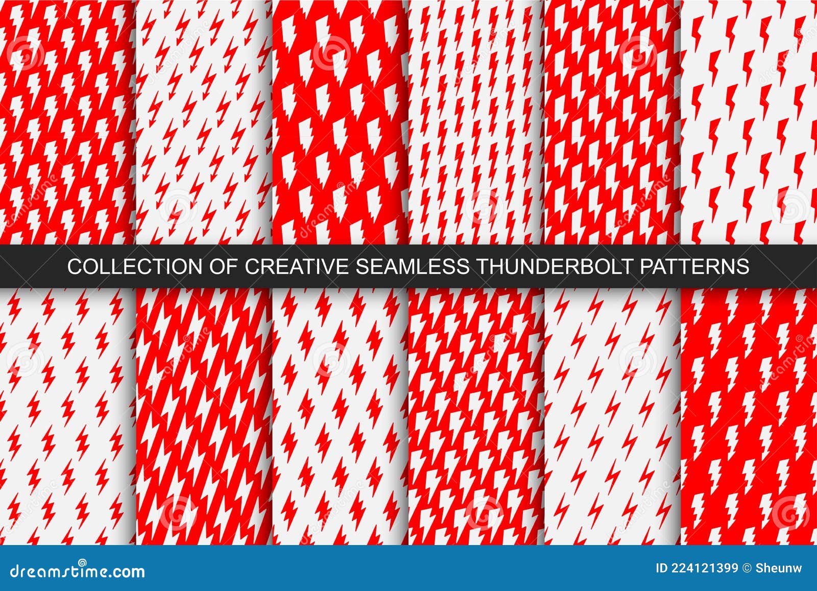 Collection of Vector Seamless Flash Patterns. Red and White Endless ...