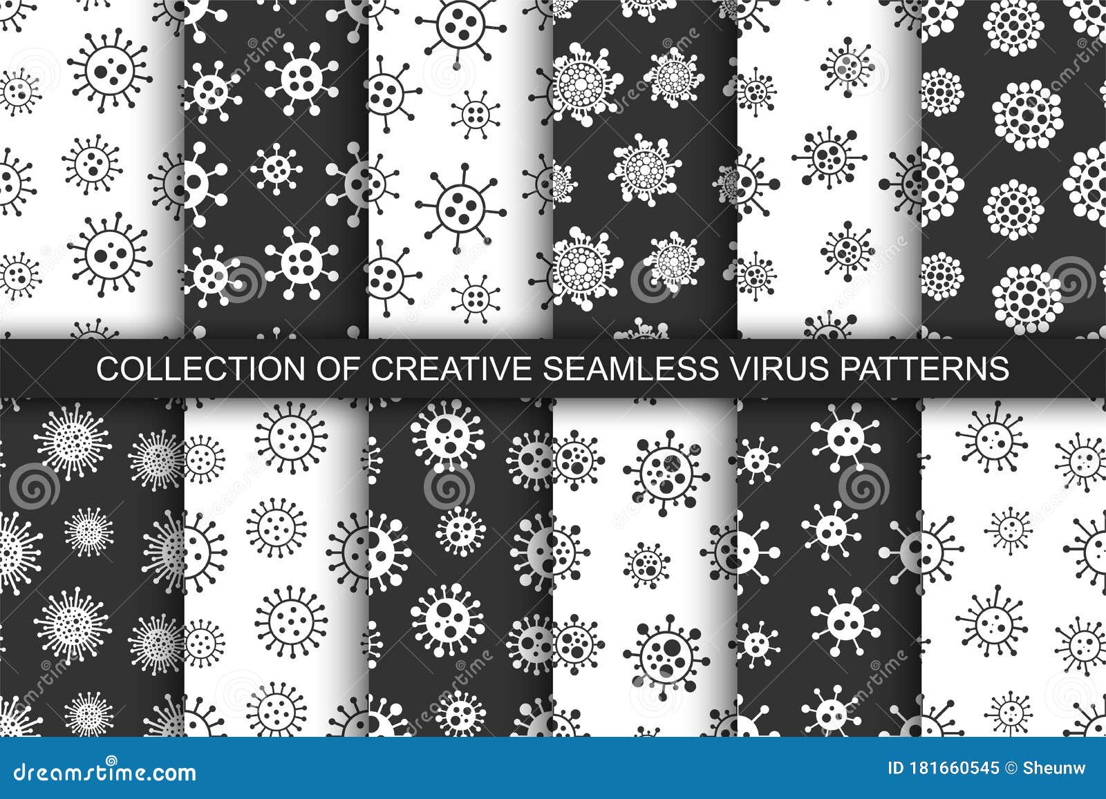 Collection of Vector Seamless Geometric Virus Patterns - Cartoon Design ...