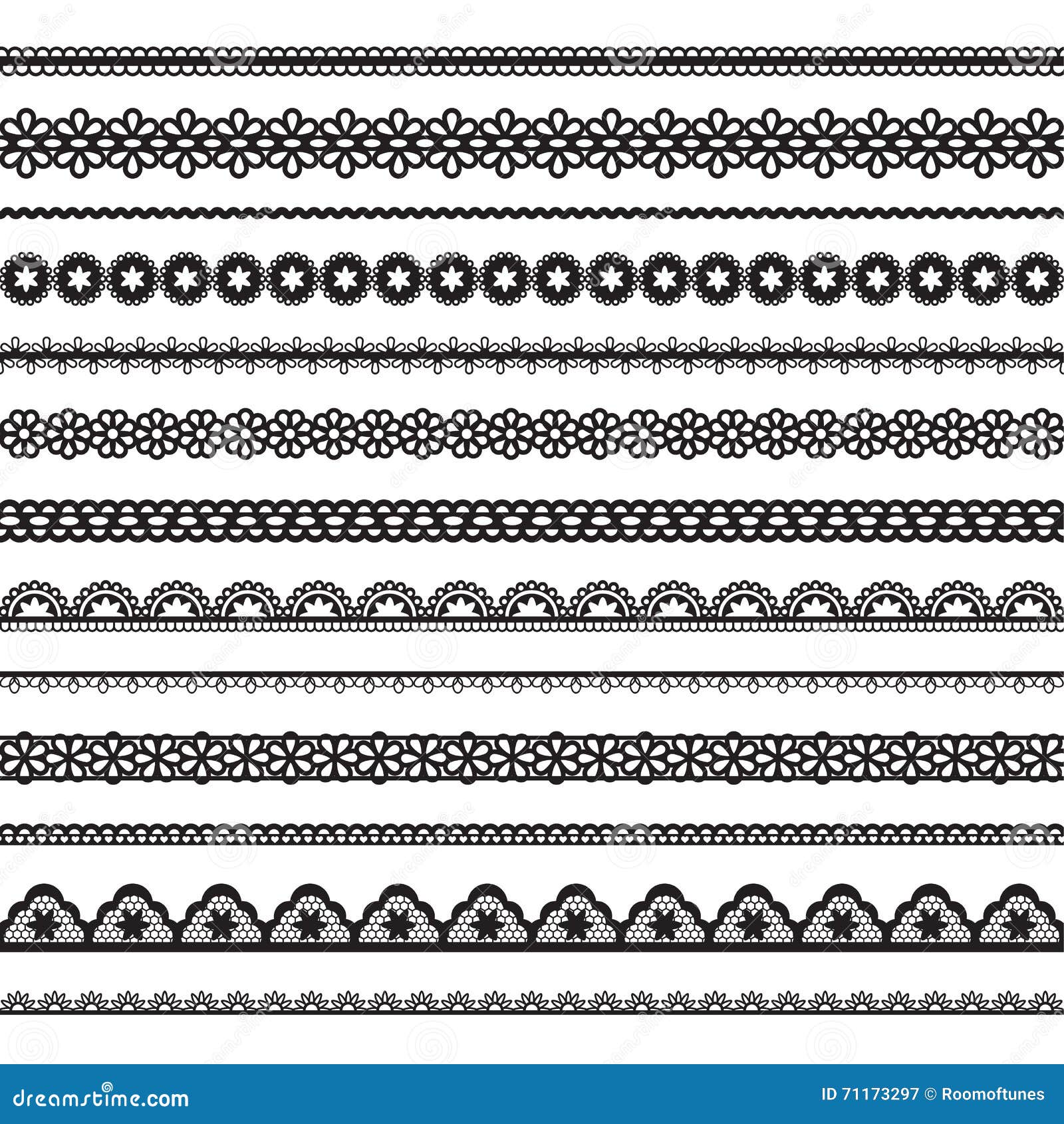 Collection of Vector Seamless Lace Stock Vector - Illustration of ...