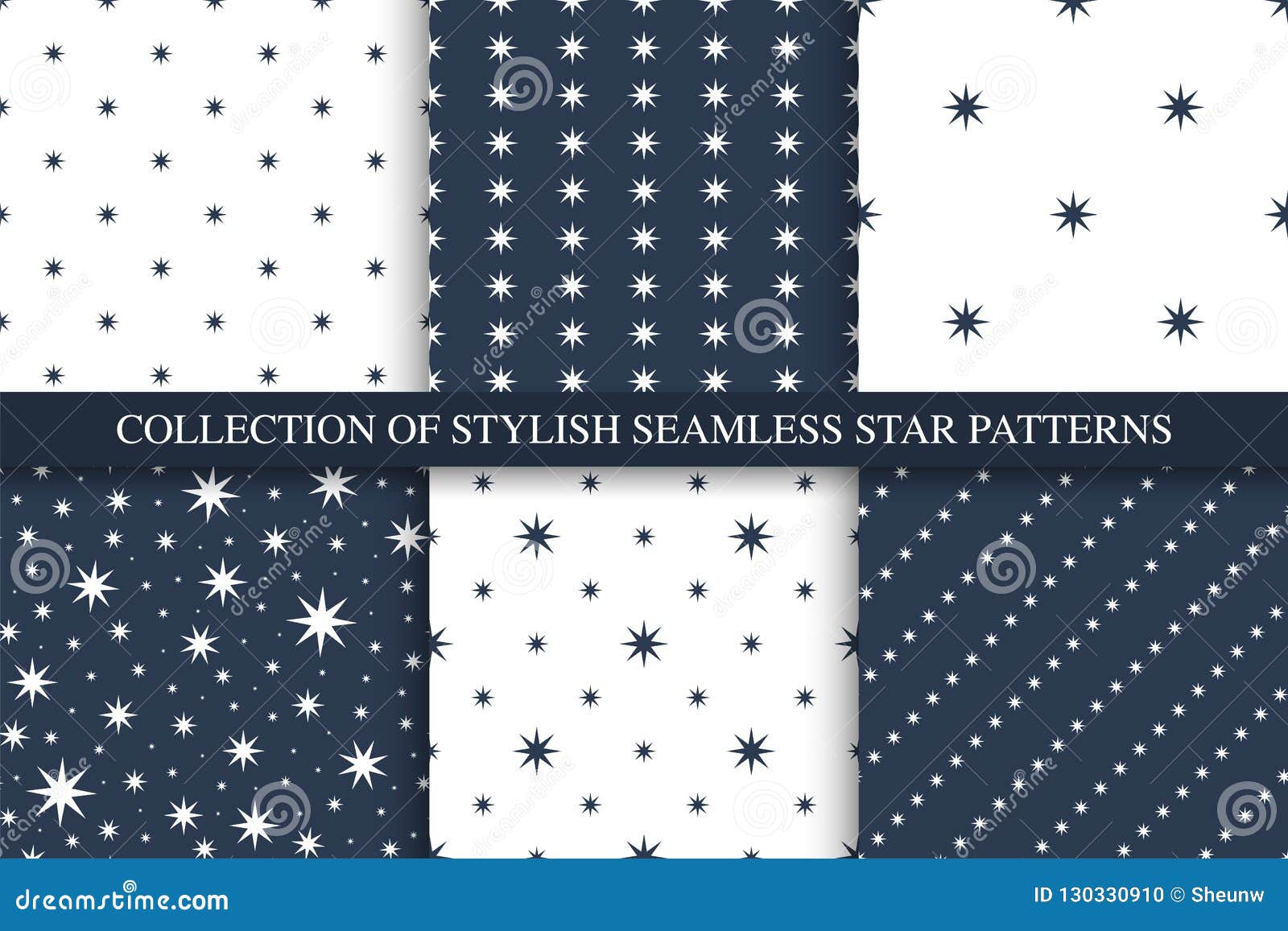 Collection of Vector Seamless Star Patterns, Decorative Backgrounds ...